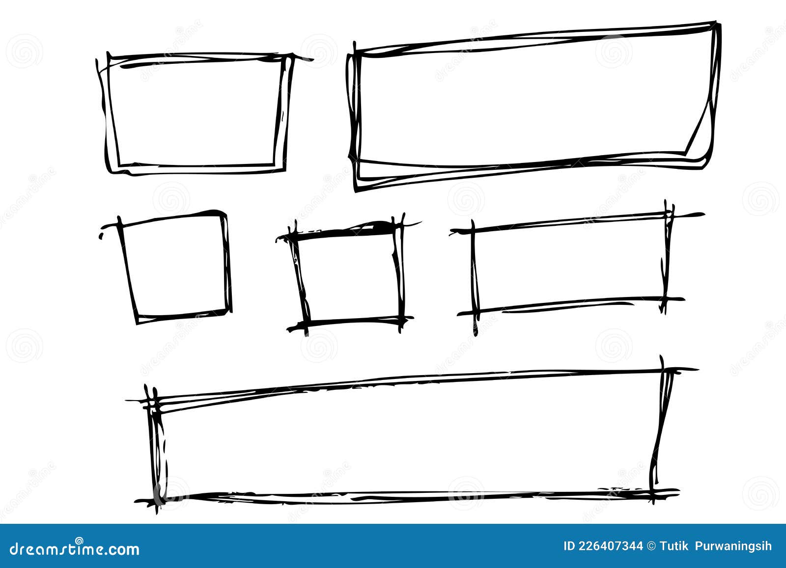6 Vector Scribble Hand Draw Sketch Square and Rectangle Frame for Your ...
