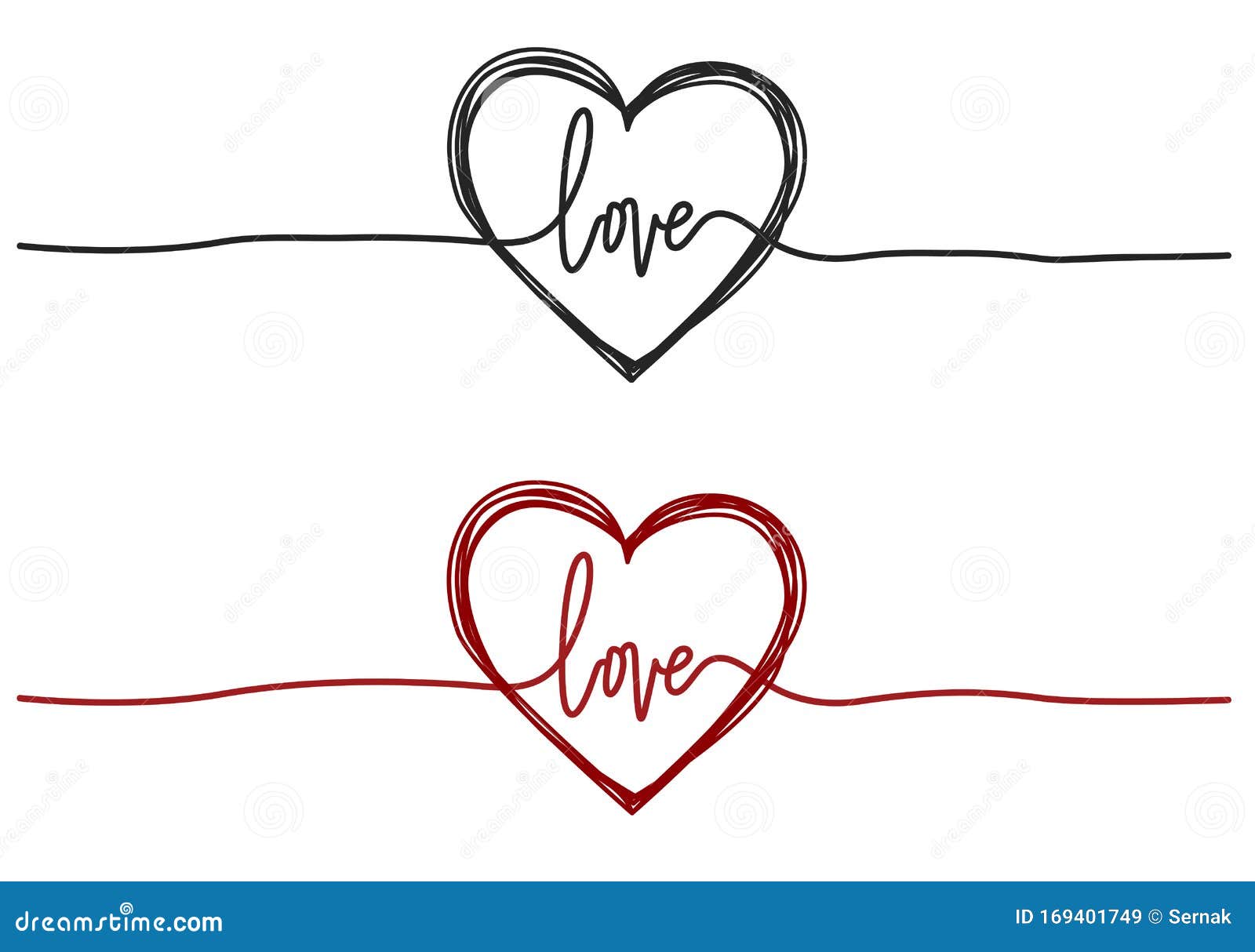 Vector Scribble Hand Drawn Heart with Love Concept Stock Vector ...