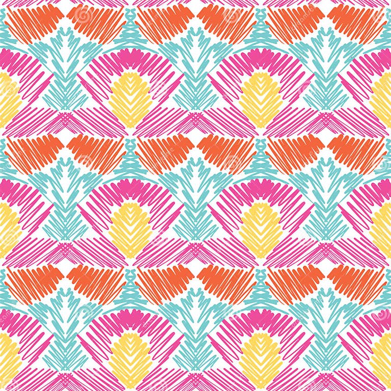 Vector Scribbles Colored Pencils Hand Drawn Doodle Seamless Pattern ...