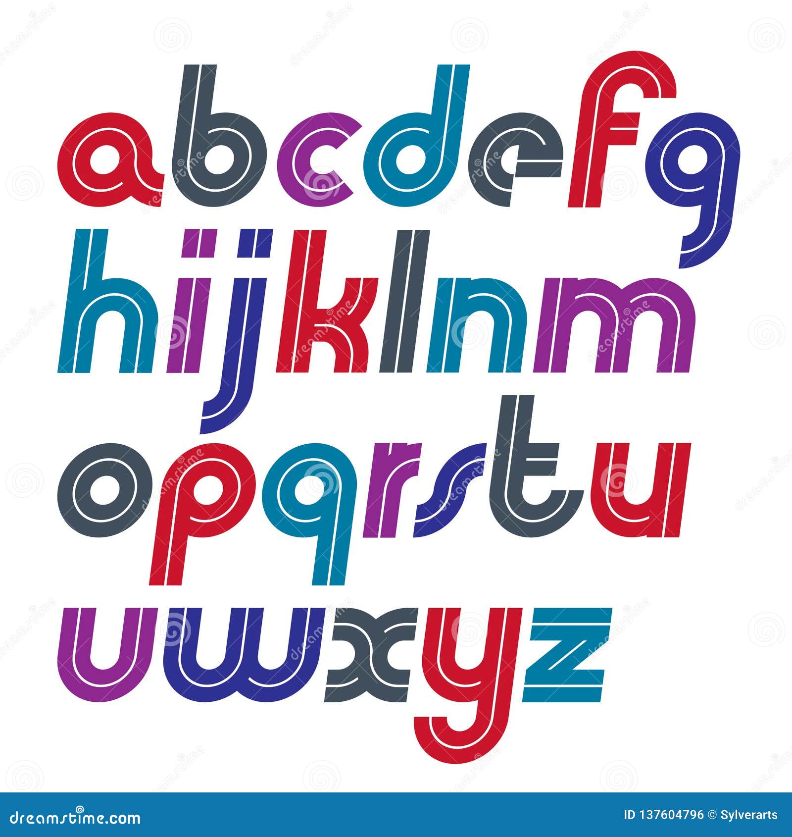 Vector Script, Cool Bold Italic Alphabet Letters Set Made with White ...