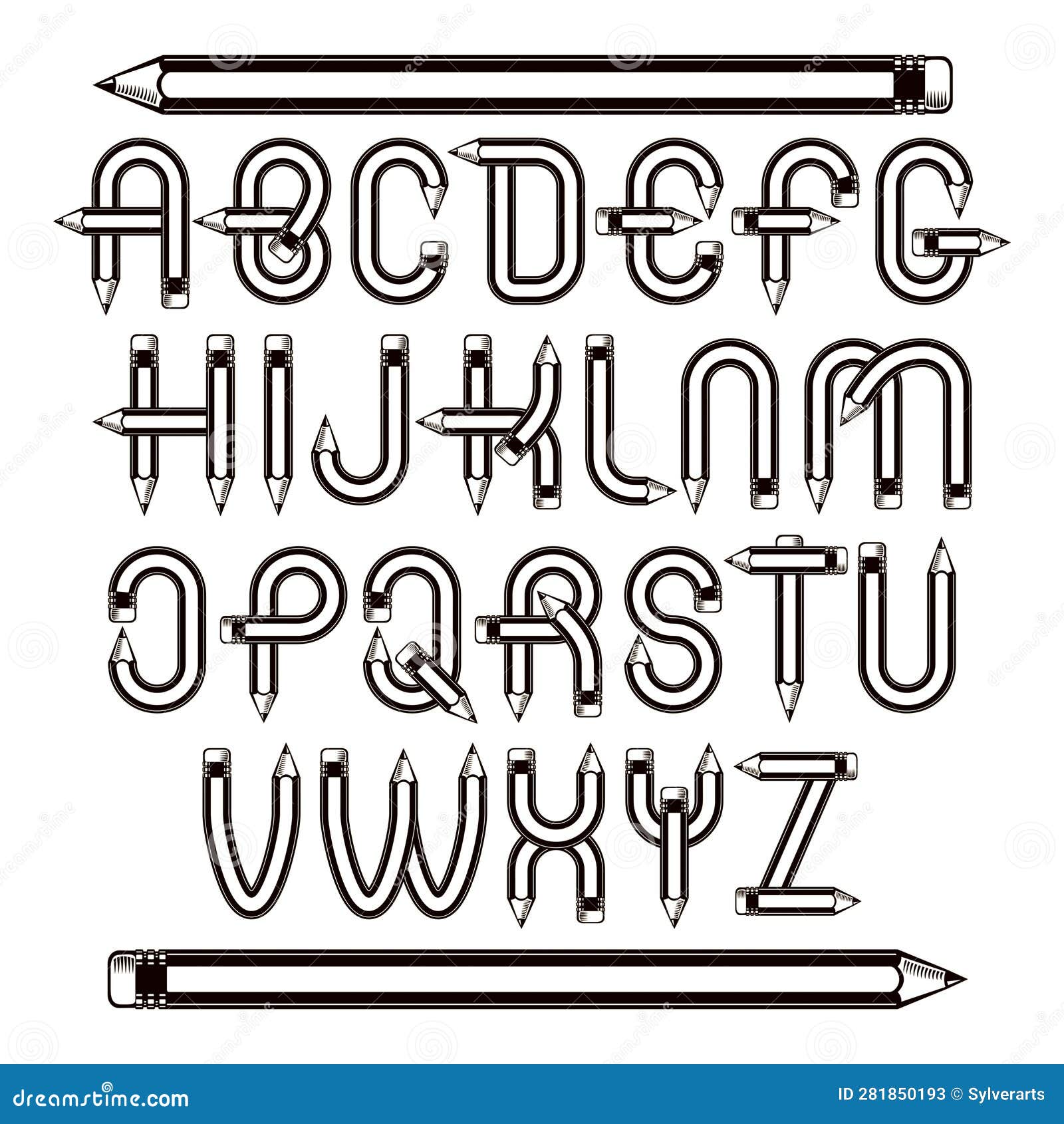 Vector Script, Modern Alphabet Letters Set Constructed With Sharp ...