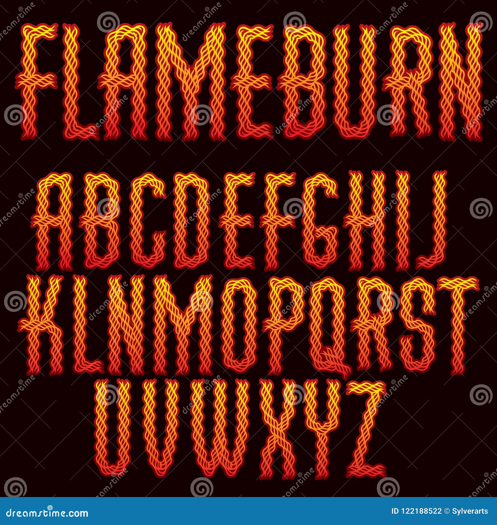 Vector Script, Modern Tall Freaky Alphabet Letters Set With Para ...