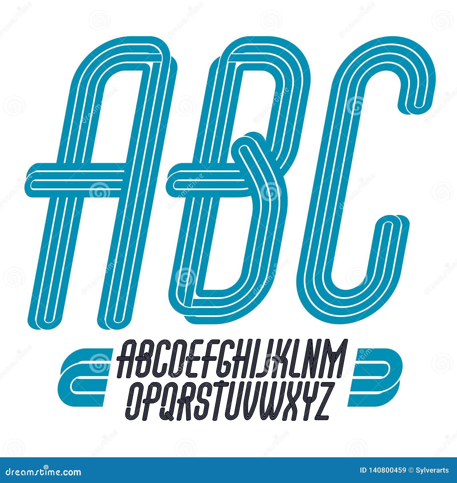 Vector Script, Modern Freaky Alphabet Letters Set with Parallel Lines ...