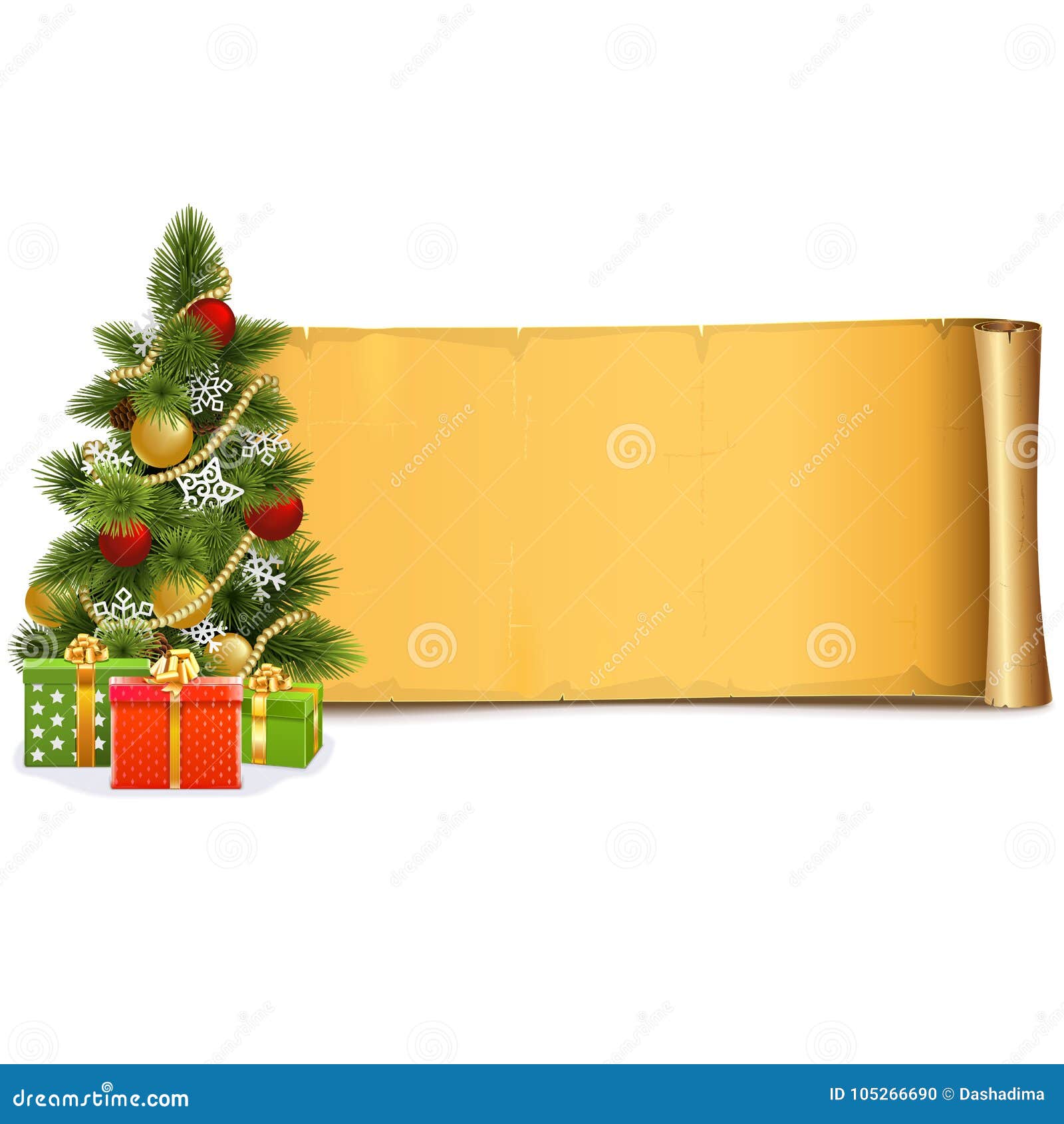 Vector Scroll with Christmas Tree Stock Vector - Illustration of ...