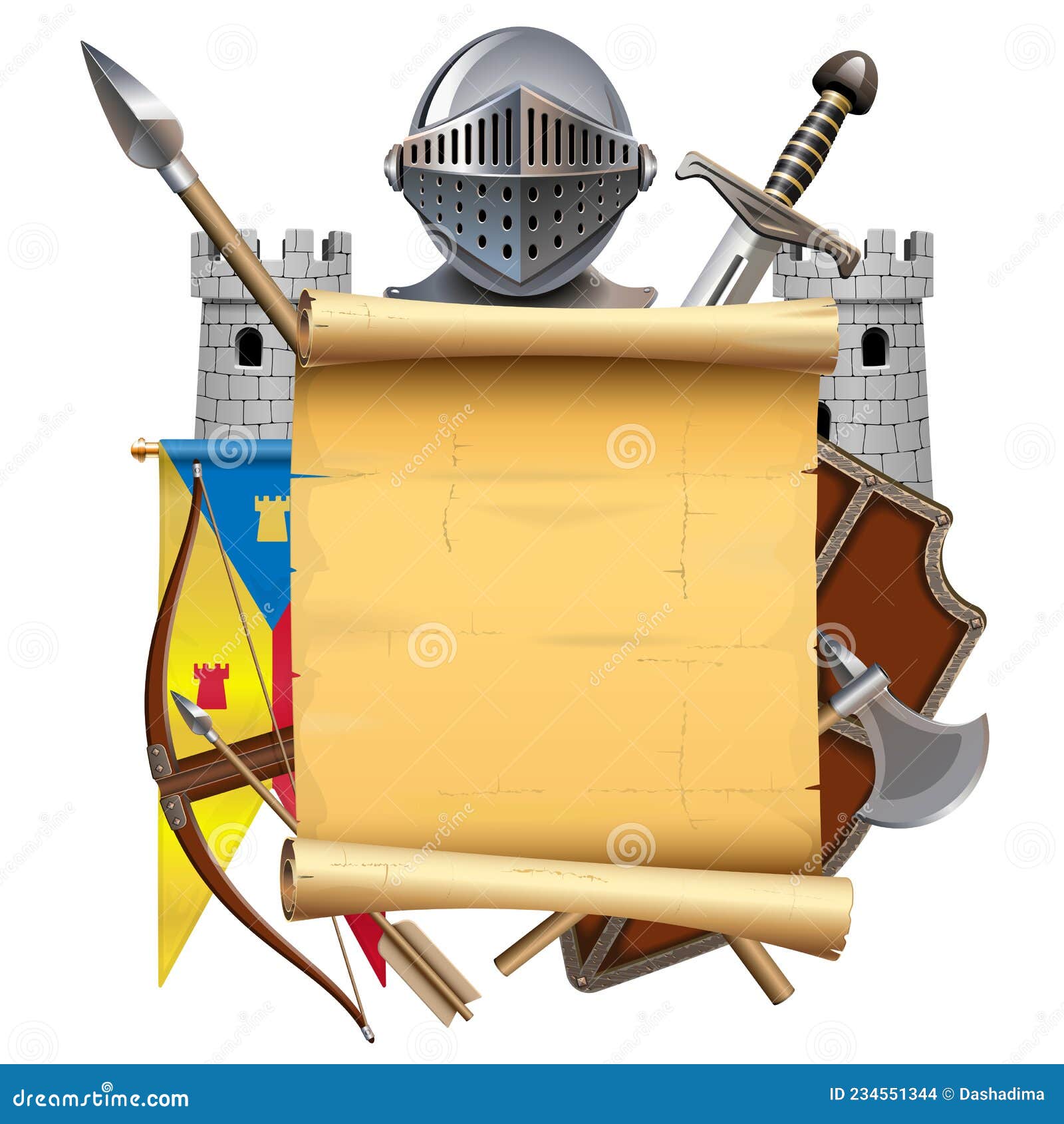Vector Scroll with Knight Armor Stock Vector - Illustration of saber ...