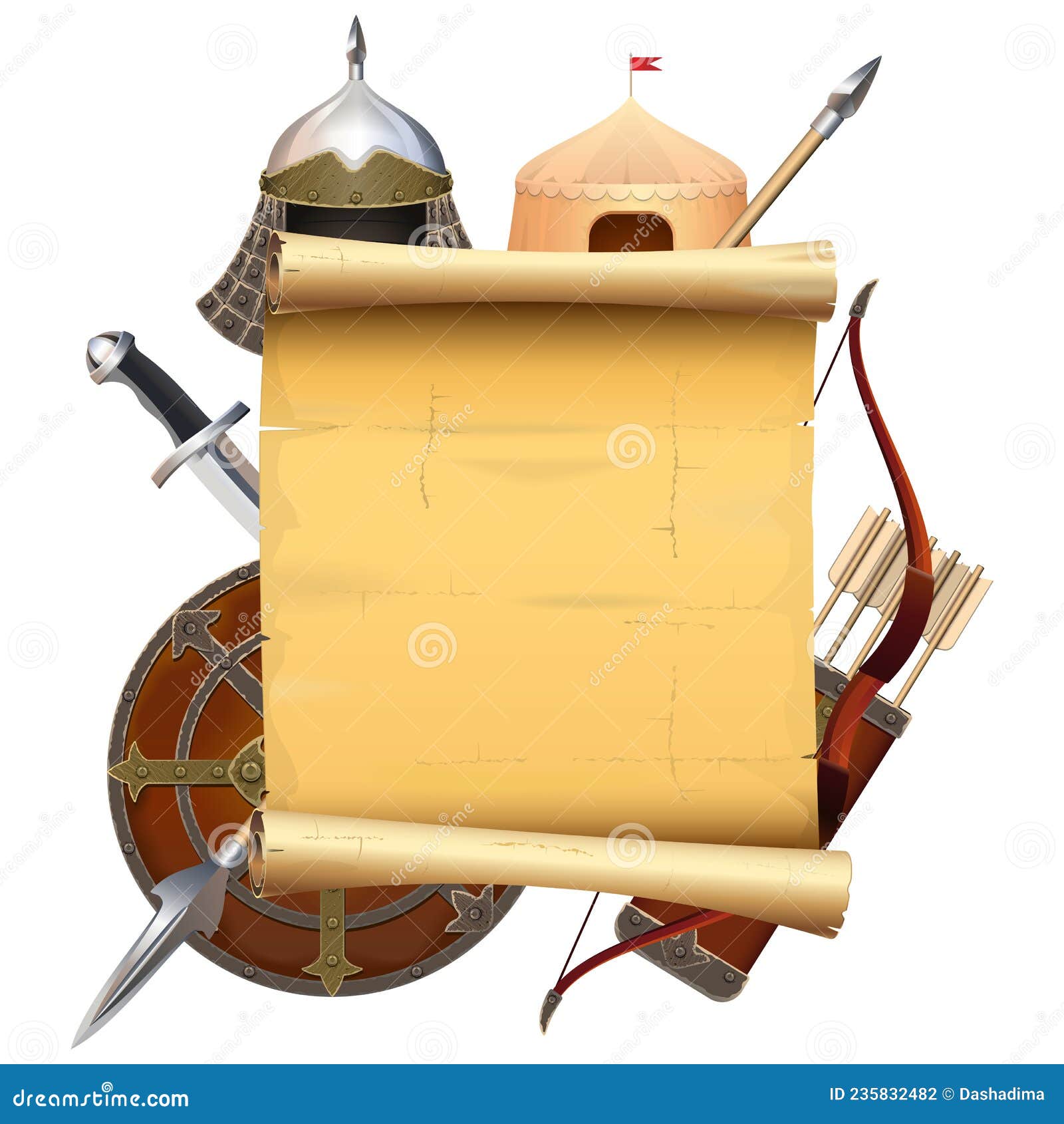 Nomad Weapons And Armors Set. Nomad Warrior Equipment. Vector ...