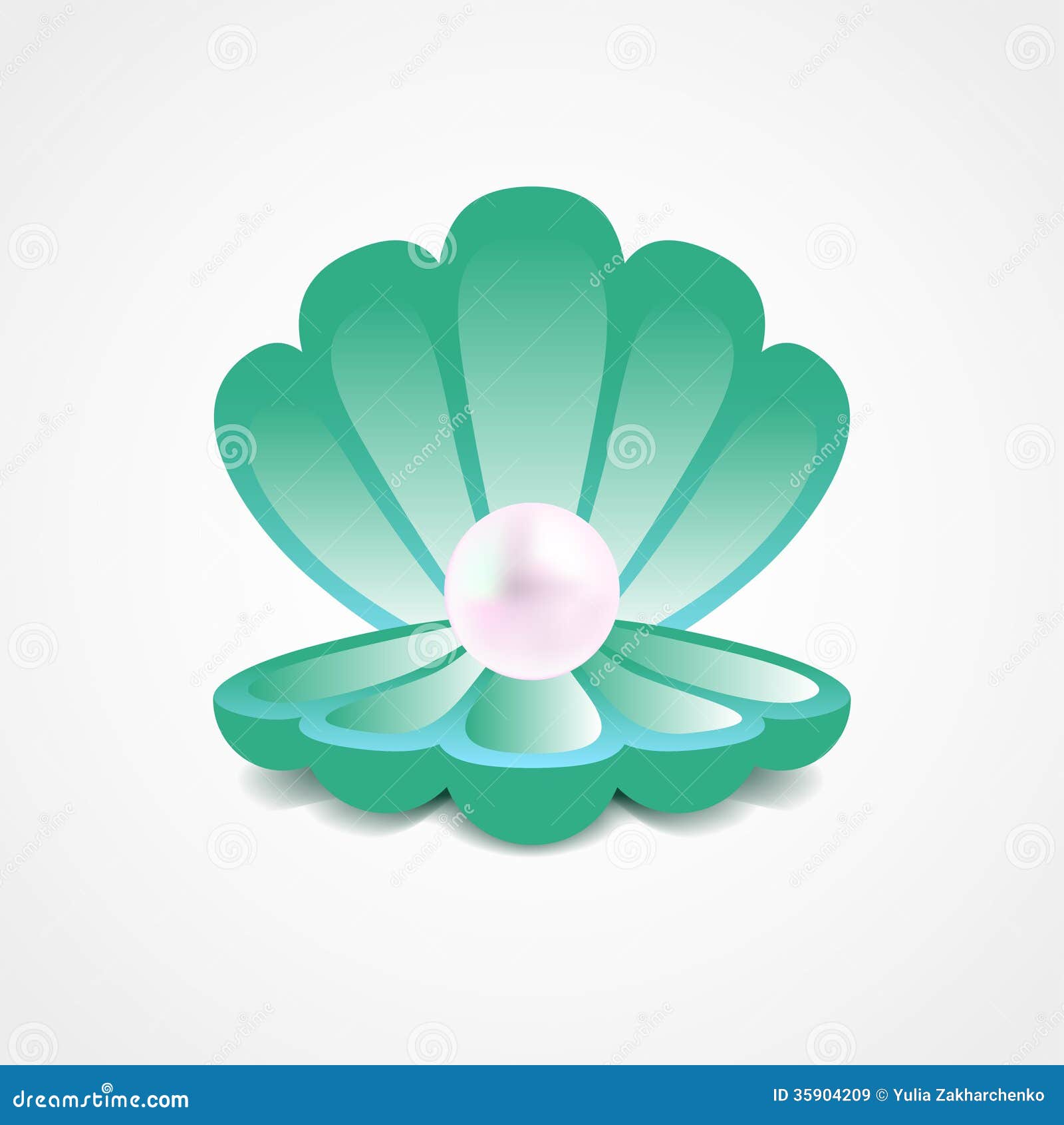 Vector Sea-green Shell with a Pearl Inside Stock Vector - Illustration ...