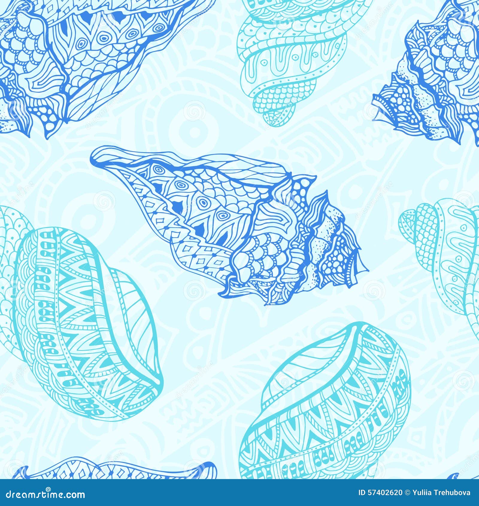 Vector Sea Pattern. Summer Background with Shell Elements Stock Vector ...