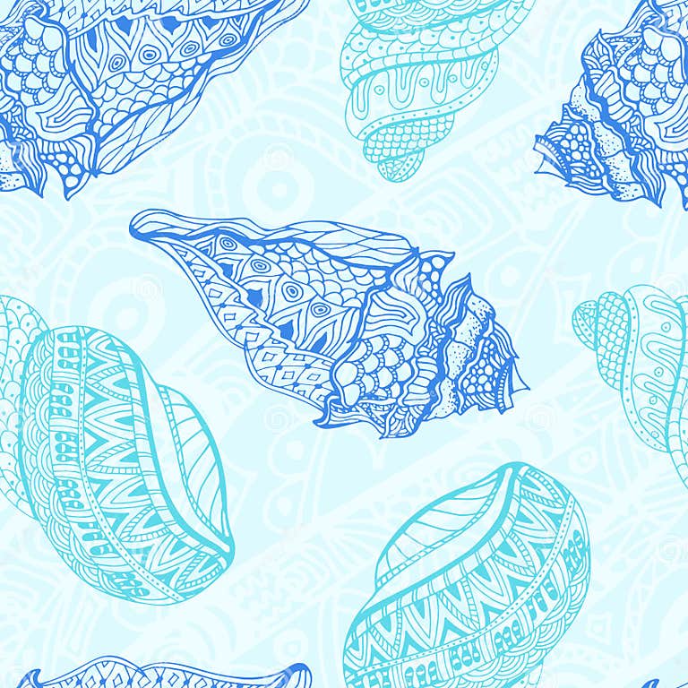 Vector Sea Pattern. Summer Background with Shell Elements Stock Vector ...