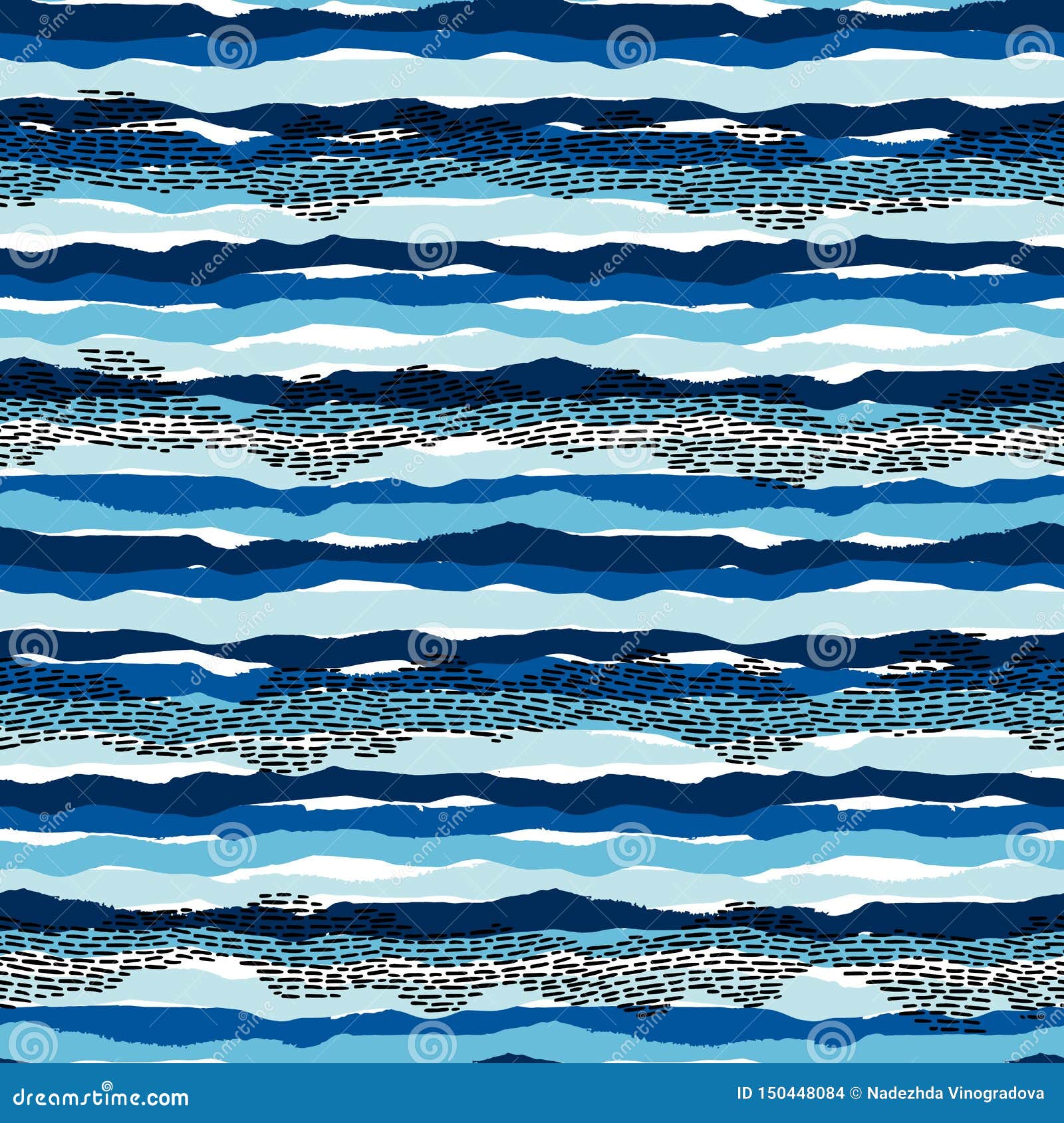 Vector Sea Seamless Pattern with Hand Drawn Textures. Modern Abstract ...