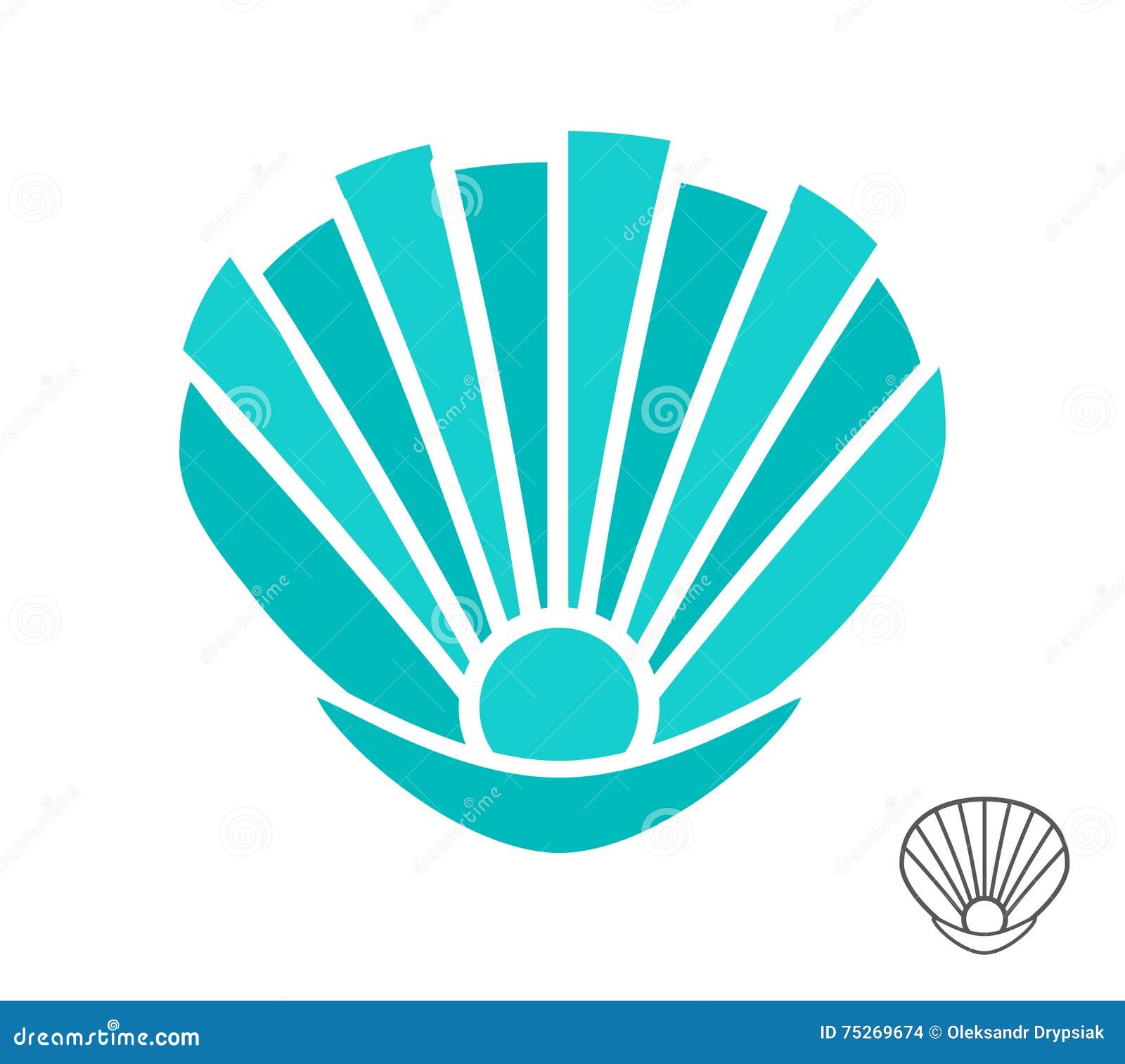 Vector Sea Shell Logo or Icon Stock Vector - Illustration of oyster ...