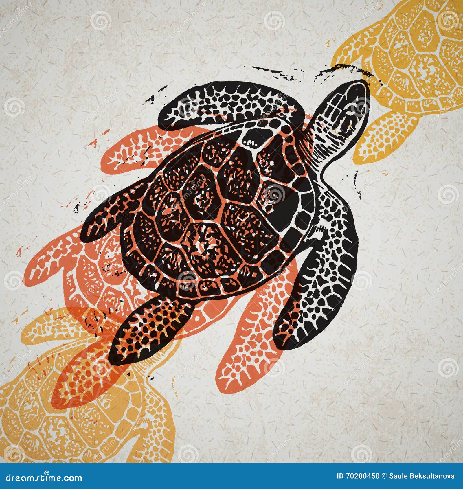 Vector Sea Turtle in Abstract Composition. Stock Illustration ...