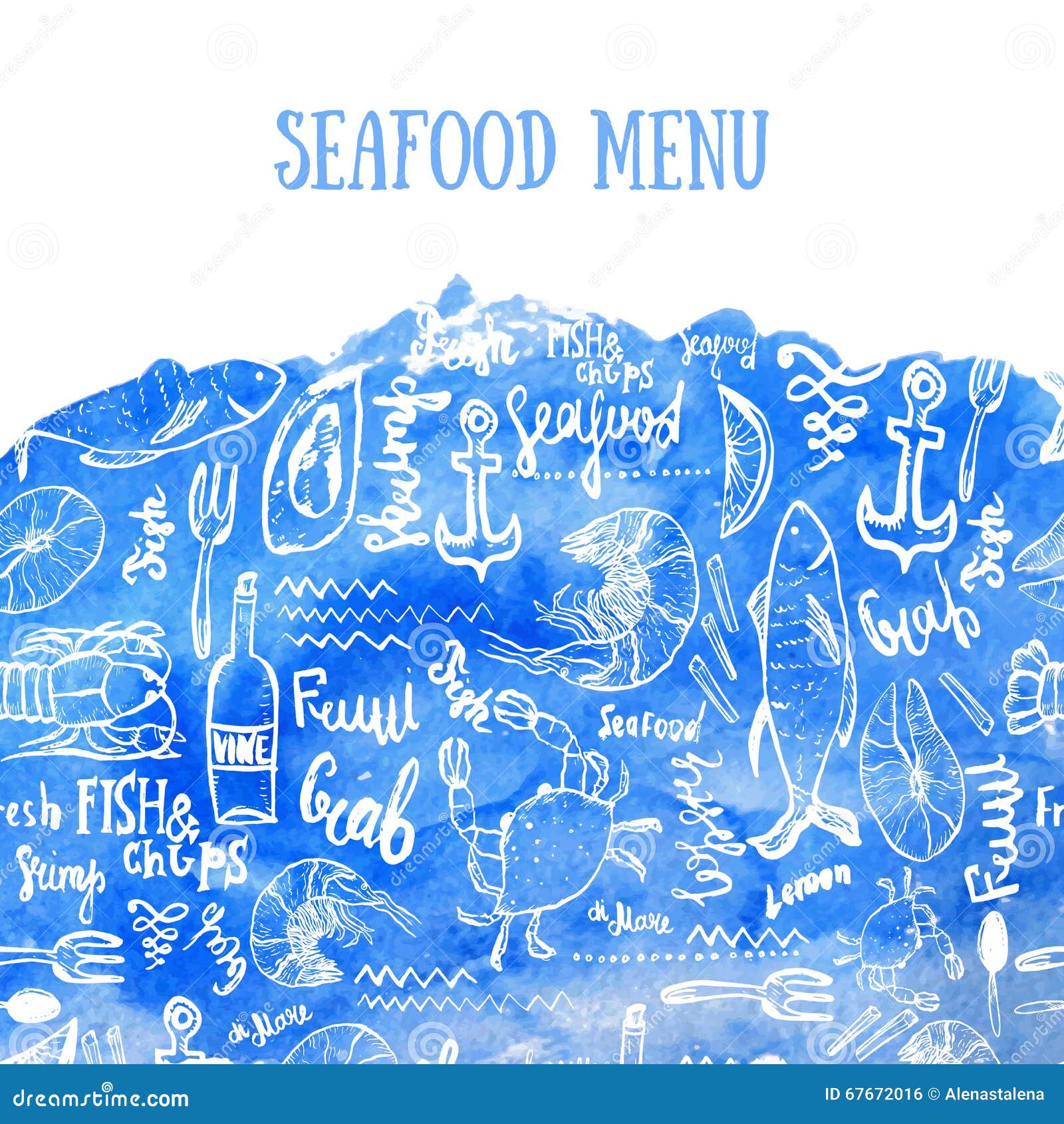 Vector Seafood Menu Template On Marine Background. | CartoonDealer.com ...