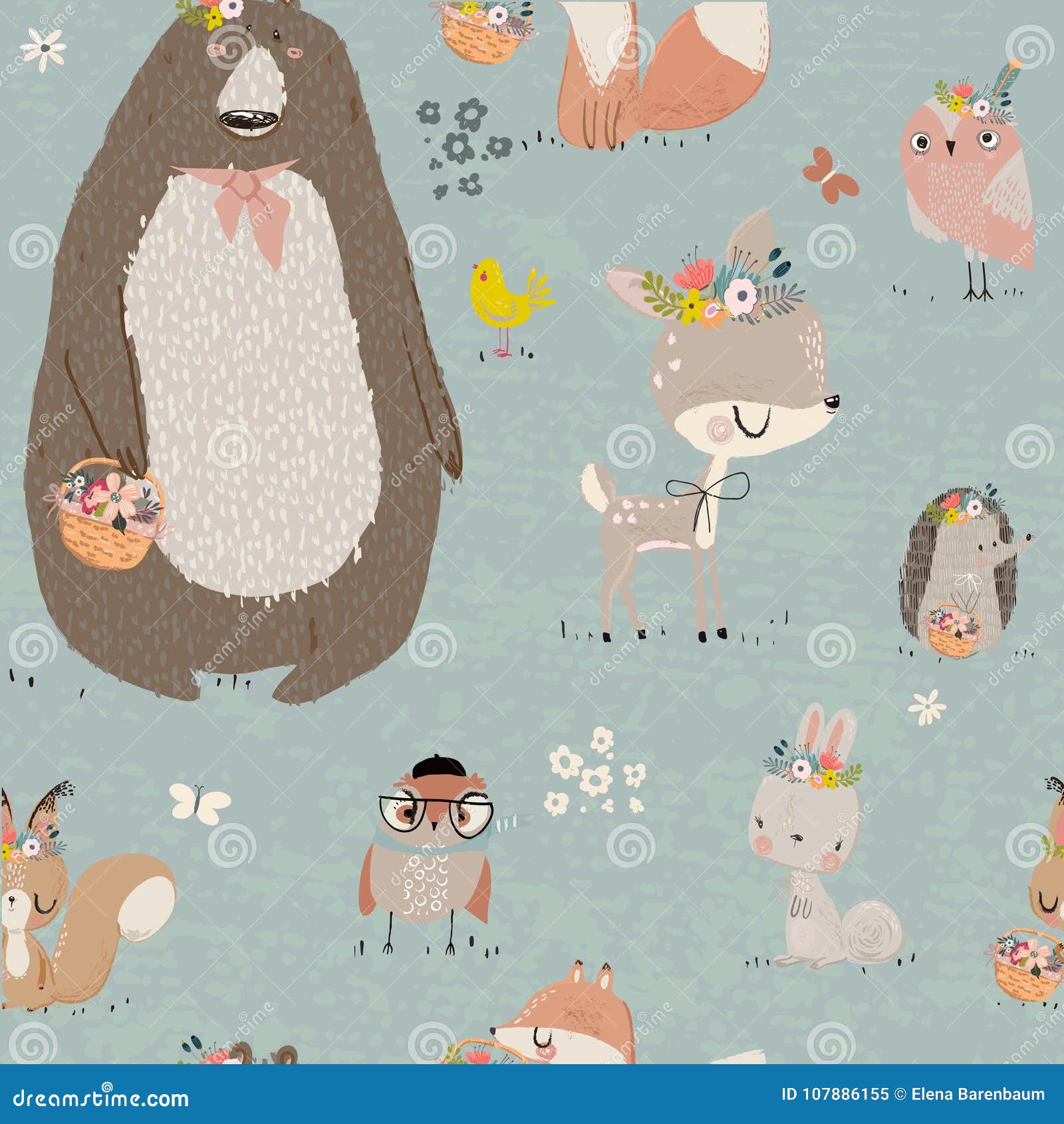 Seamles Pattern with Cute Animals Stock Vector - Illustration of ...