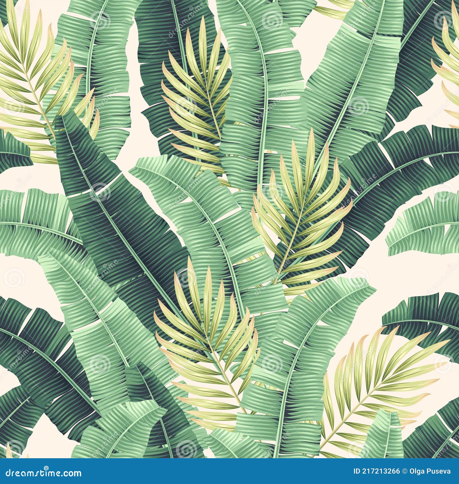 Vector Seamles Pattern with Tropical Palm Leaves Stock Vector ...