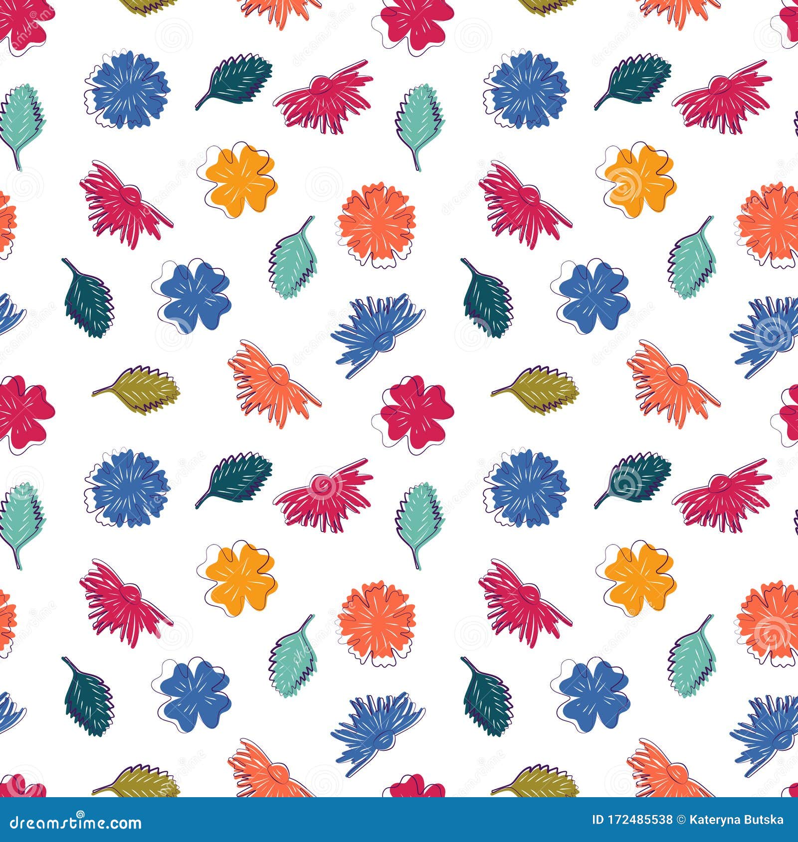 Vector Seamless Abstract Beautiful Minimalistic Graphical Flower ...