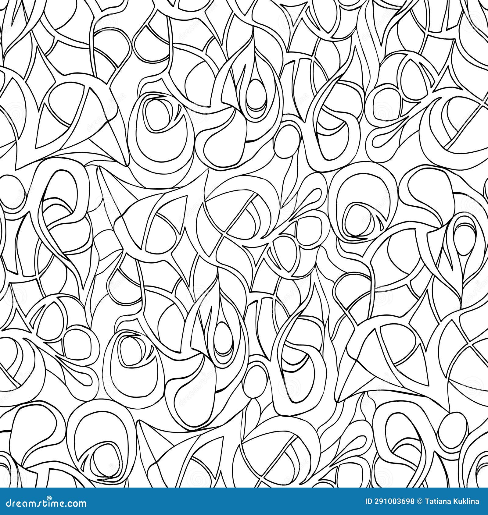Vector Seamless Abstract Black Hand-drawn Outline Figures Pattern ...