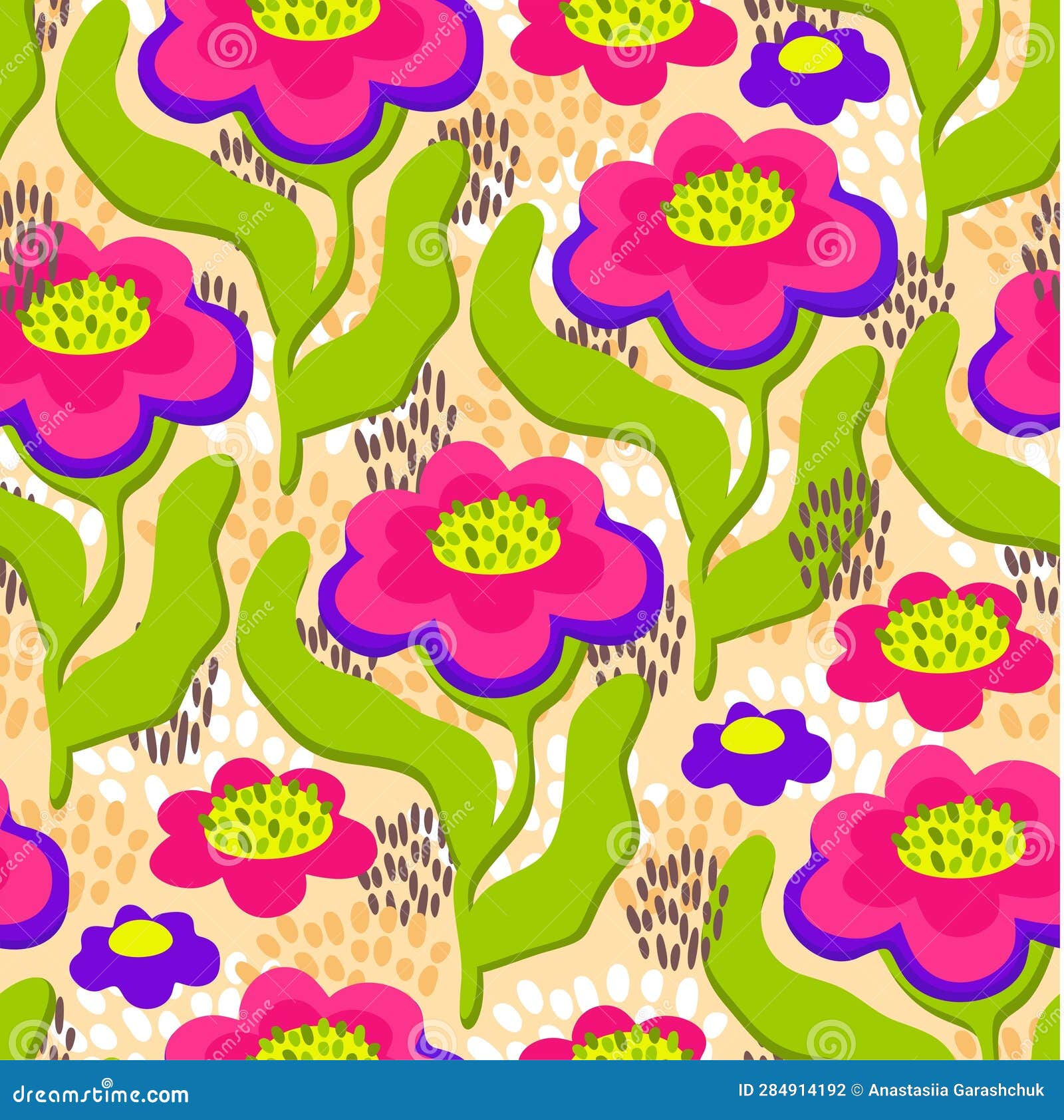 Vector Seamless Abstract Floral Decorative Pattern Stock Illustration ...