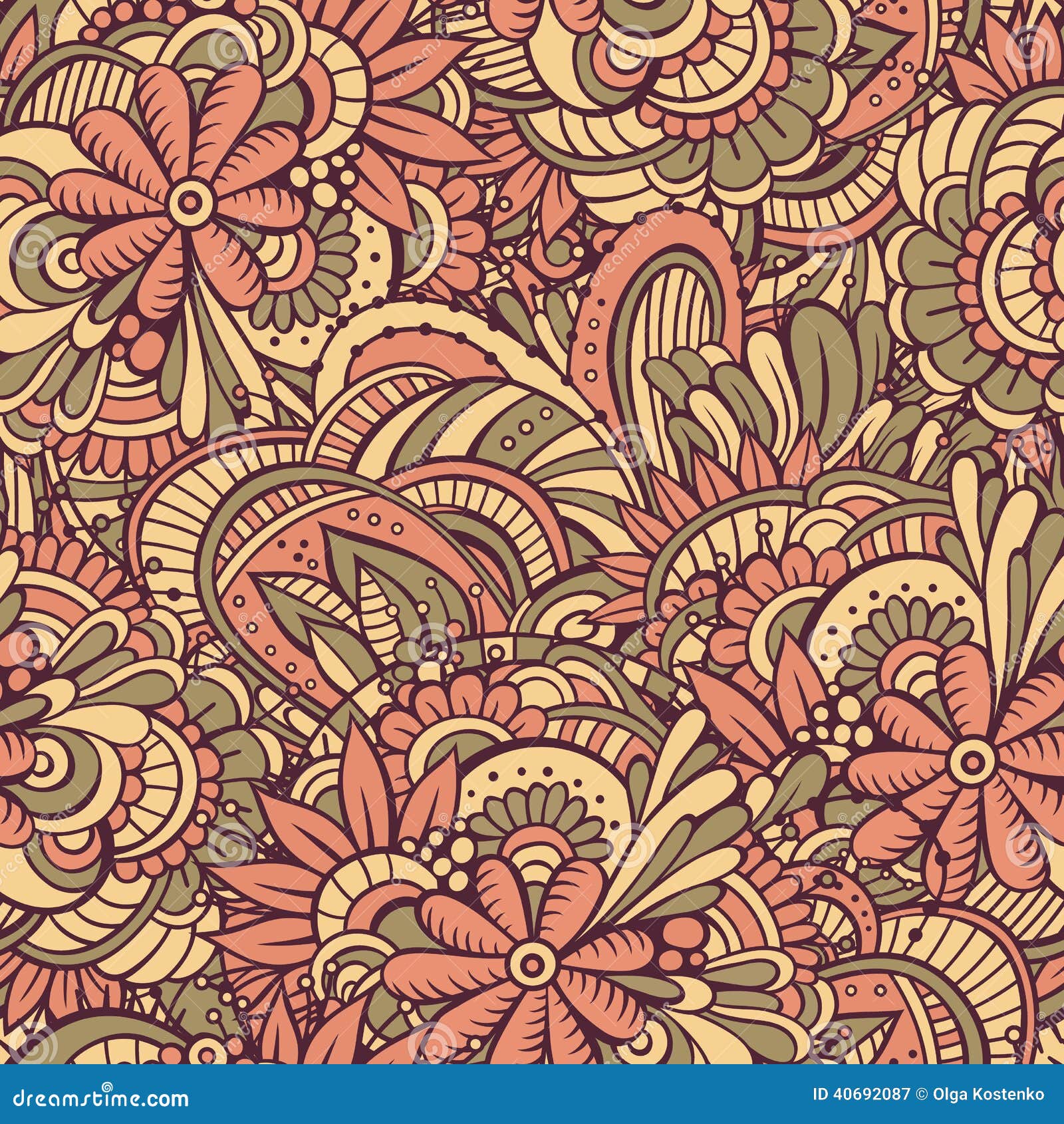 Vector Seamless Abstract Flowers Pattern Stock Vector - Illustration of ...