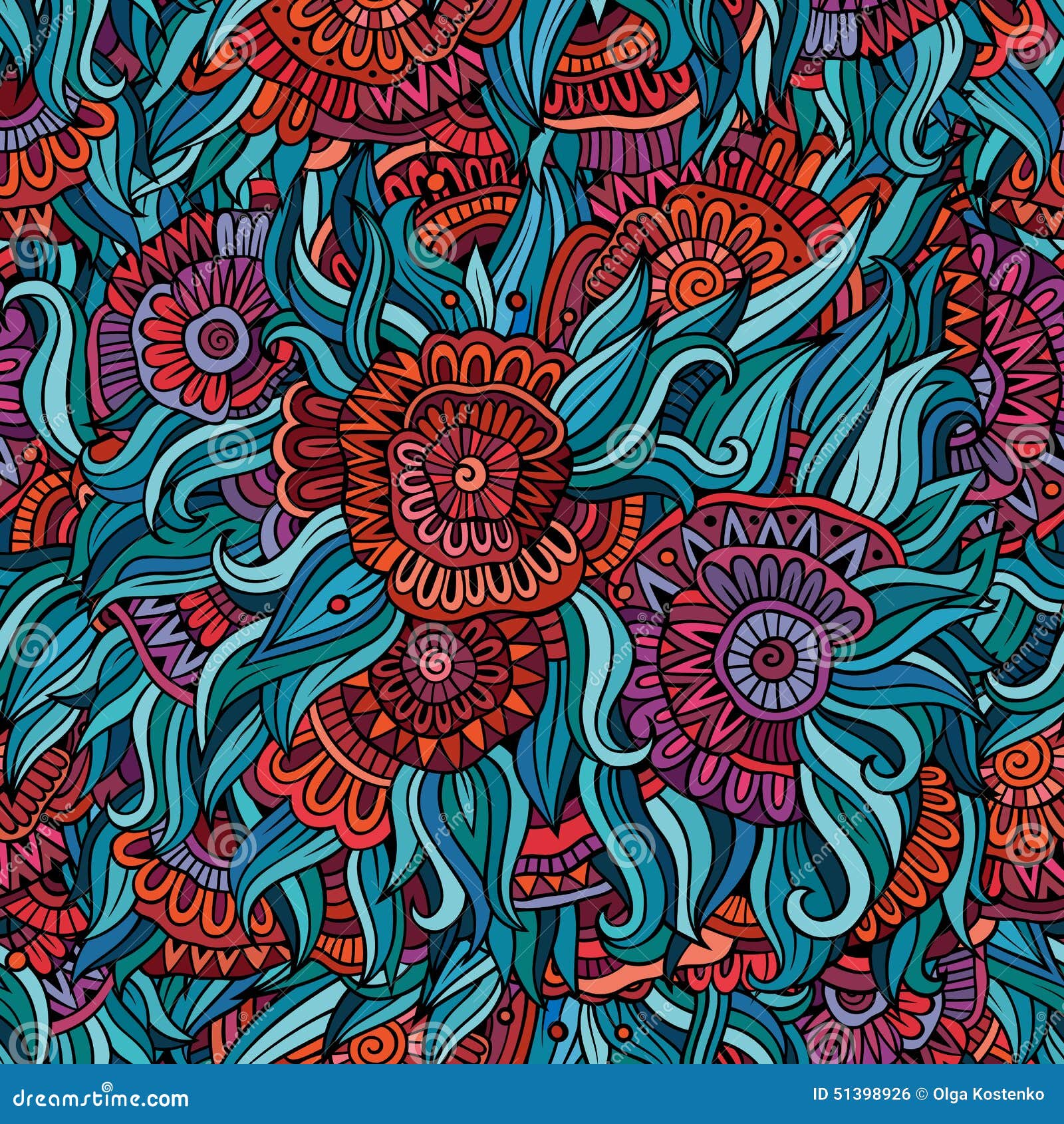 Vector Seamless Abstract Flowers Pattern Stock Vector - Illustration of ...