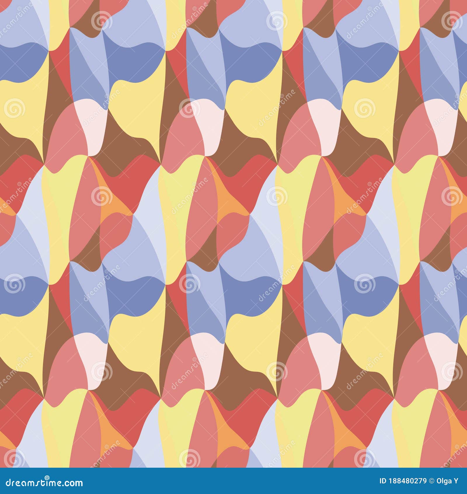 Vector Seamless Abstract Multicolored Pattern in 60s Style Yellow-blue ...
