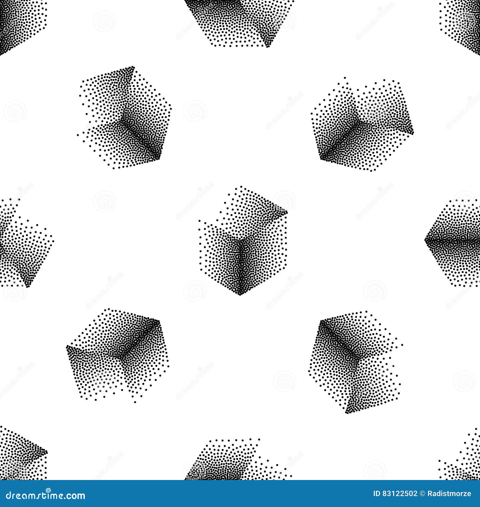Vector Seamless Abstract Pattern with Dotted Cubes on a White ...