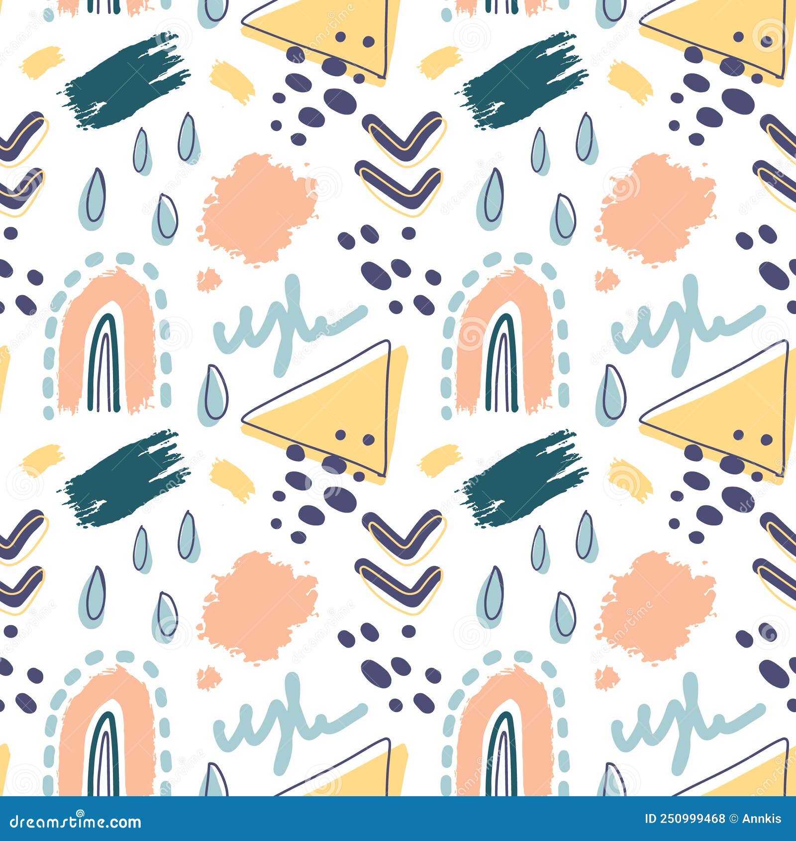 Vector Seamless Abstract Pattern with Hand Drawn Doodle Elements Stock ...