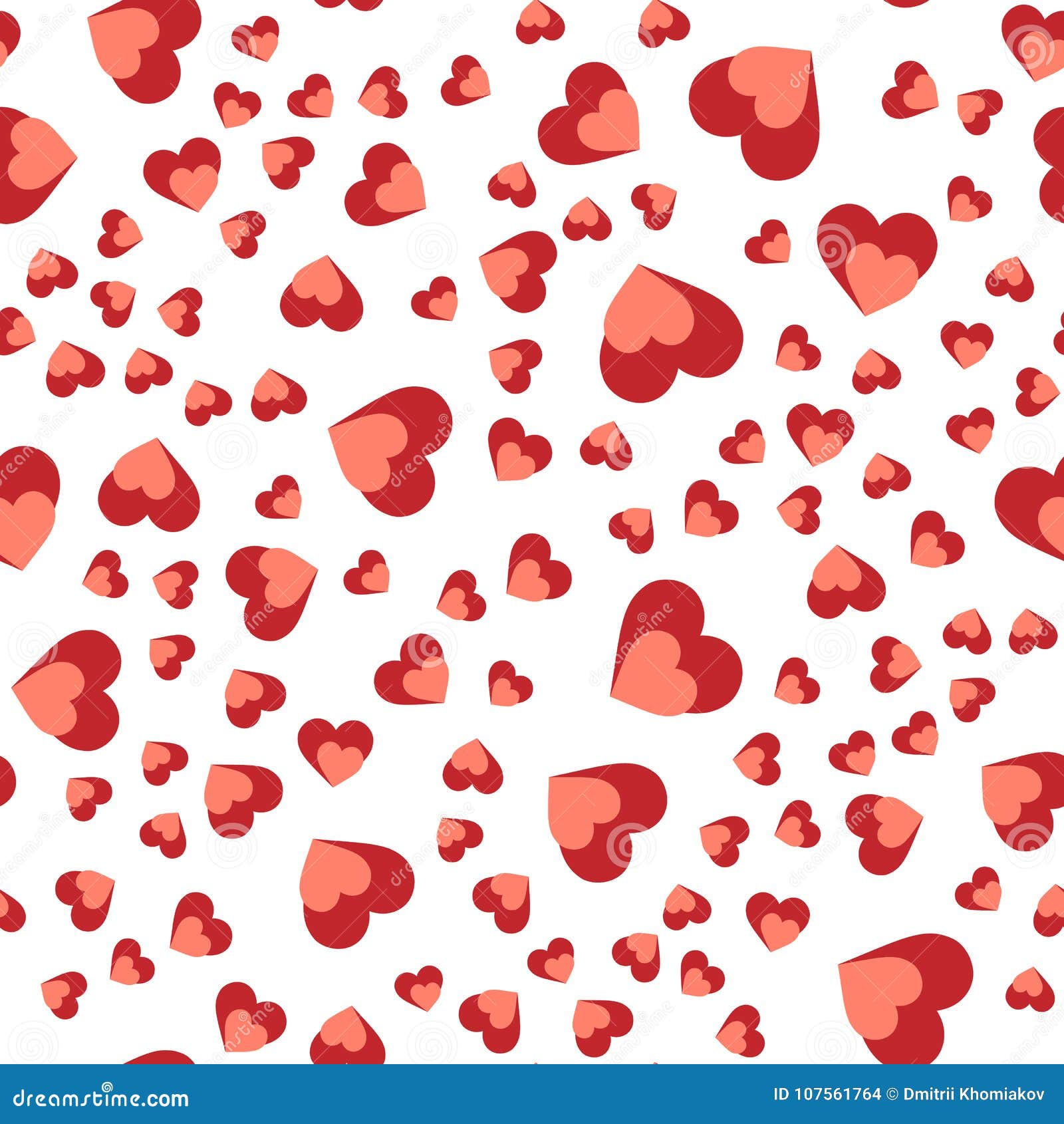 Vector Seamless Abstract Pattern. Red Hearts on White Background Stock ...
