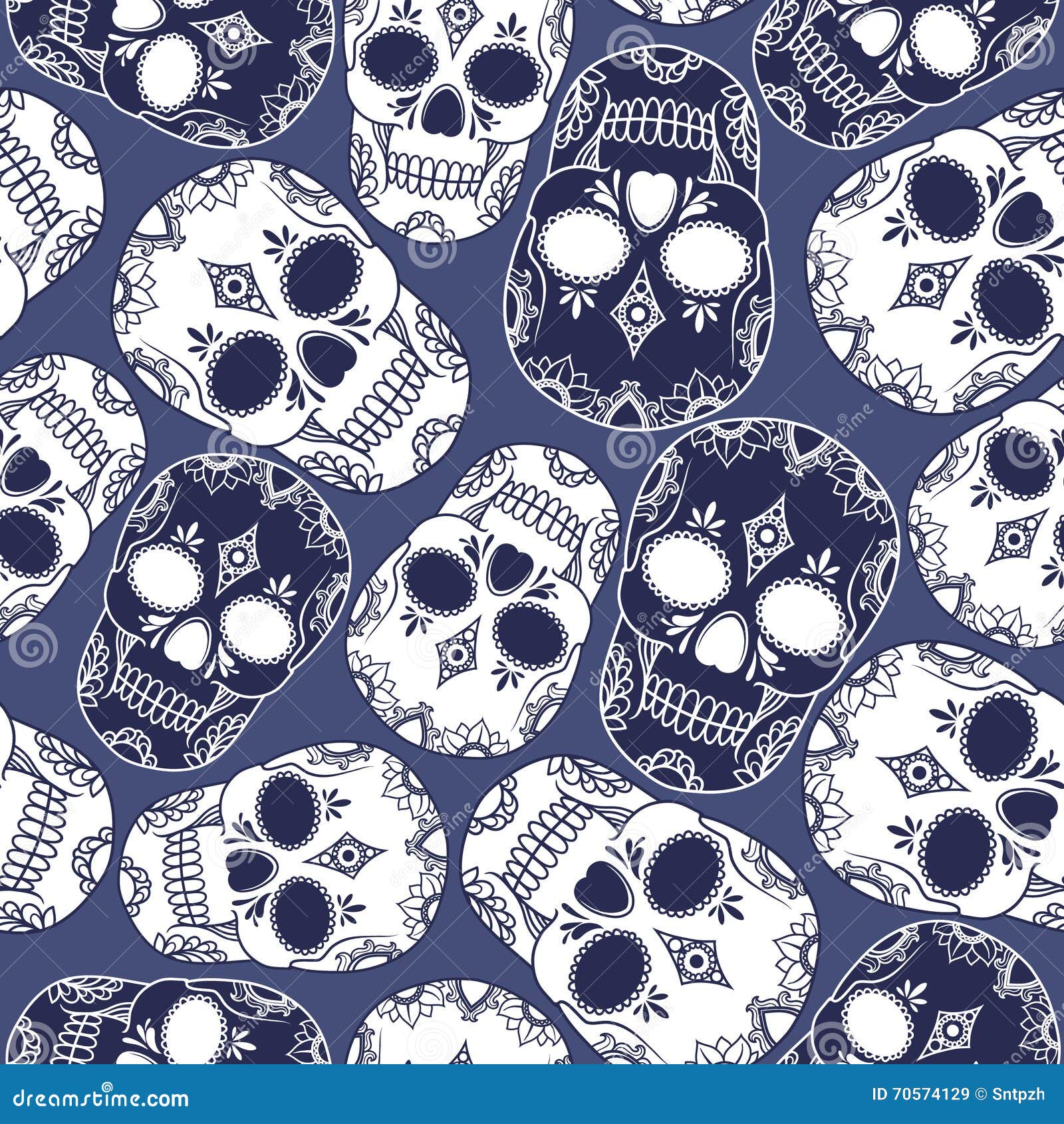 Vector Seamless Abstract Pattern with Skulls. Stock Vector ...