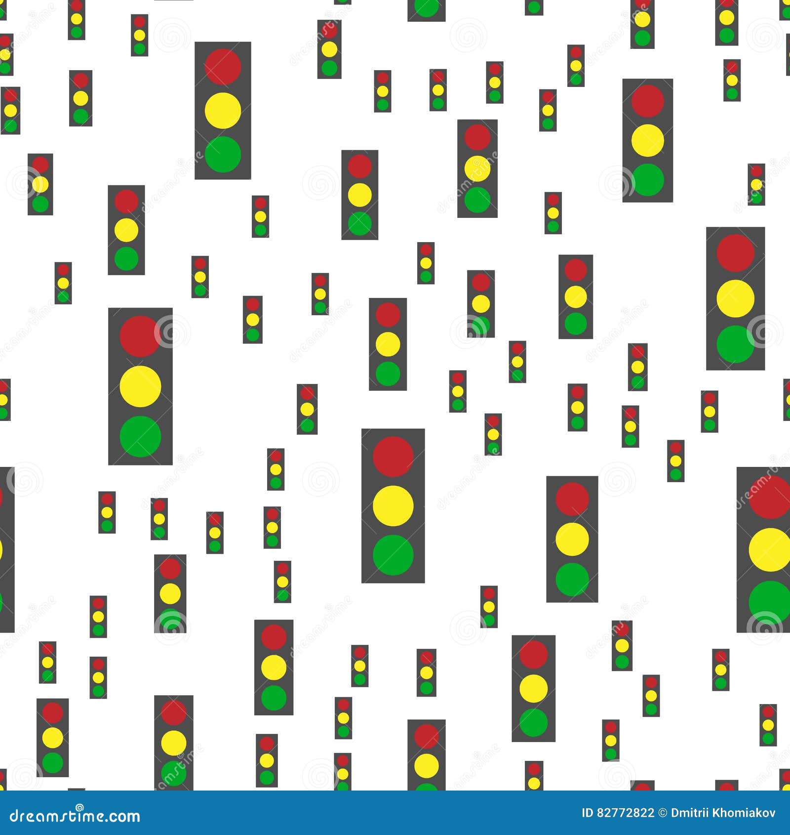Vector Seamless Abstract Pattern. Traffic Lights on White Background ...