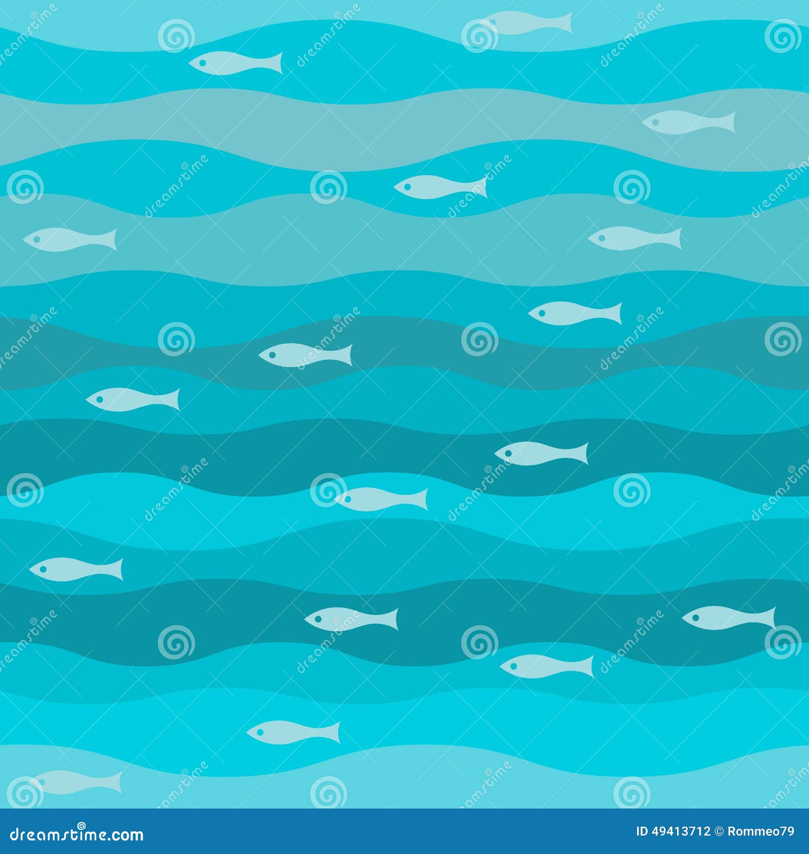 Vector Seamless Abstract Pattern, Waves Fish Vintage Retro Stock Vector ...