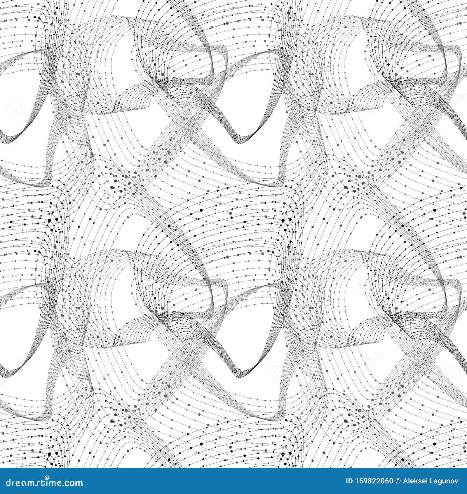 Vector Seamless Abstract Pattern with Wireframe Swirles, Technology ...