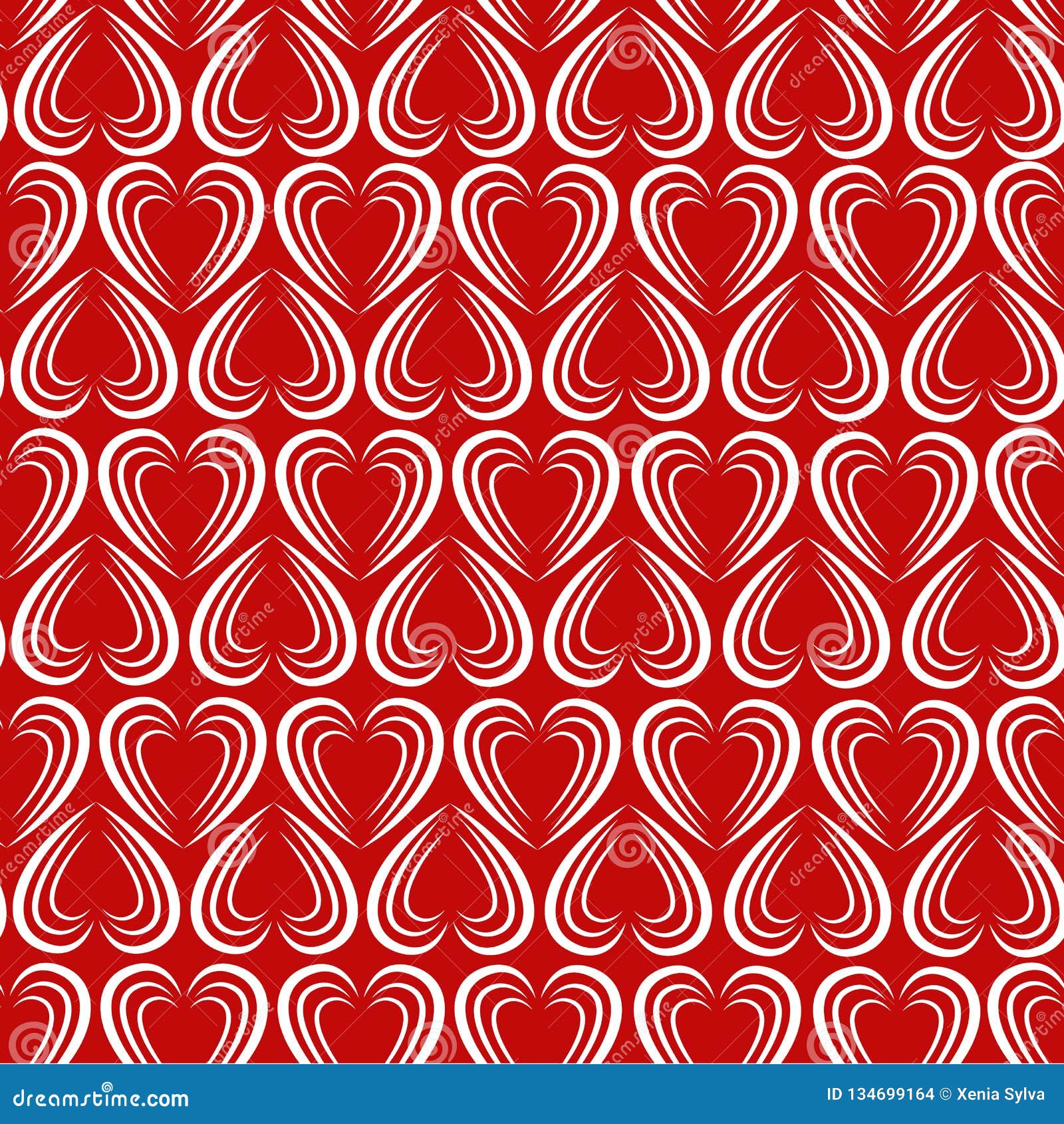 Vector Seamless Abstract Romantic Pattern. White Hearts on Red ...