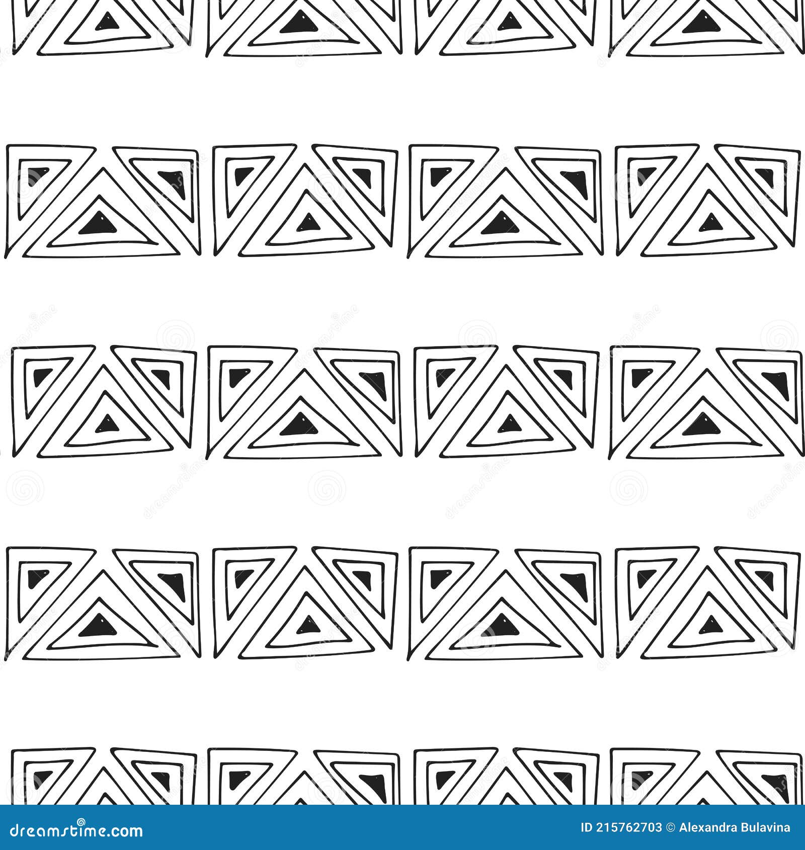 Vector Seamless Abstract Stripes Pattern with Hand Drawn Triangle on ...