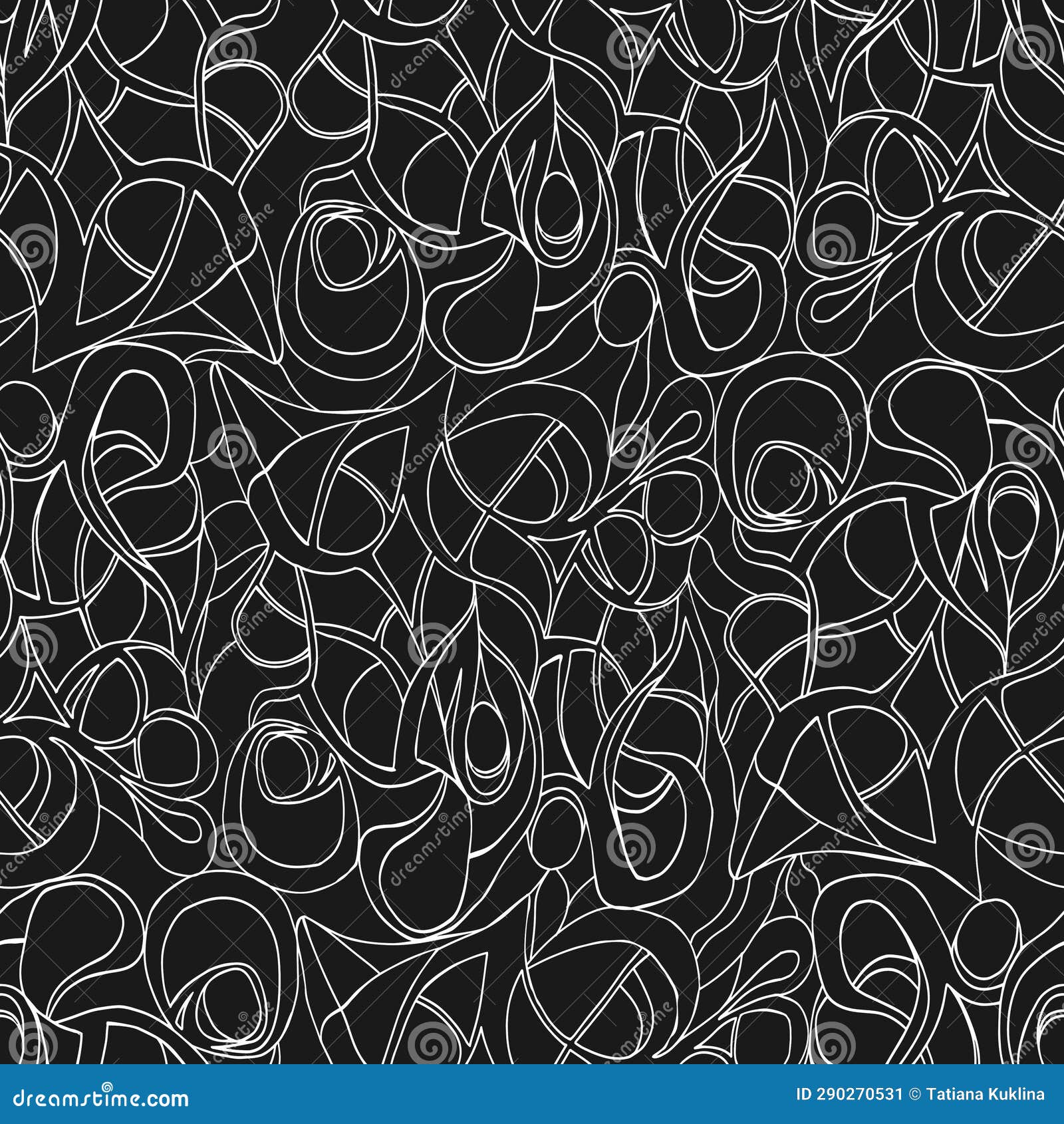 Vector Seamless Abstract White Hand-drawn Outline Figures Pattern ...