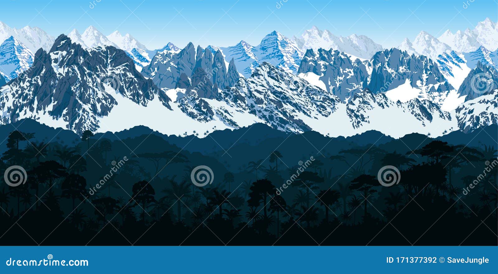 Vector Seamless Andes Mountains with Rainforest Jungle Forest ...