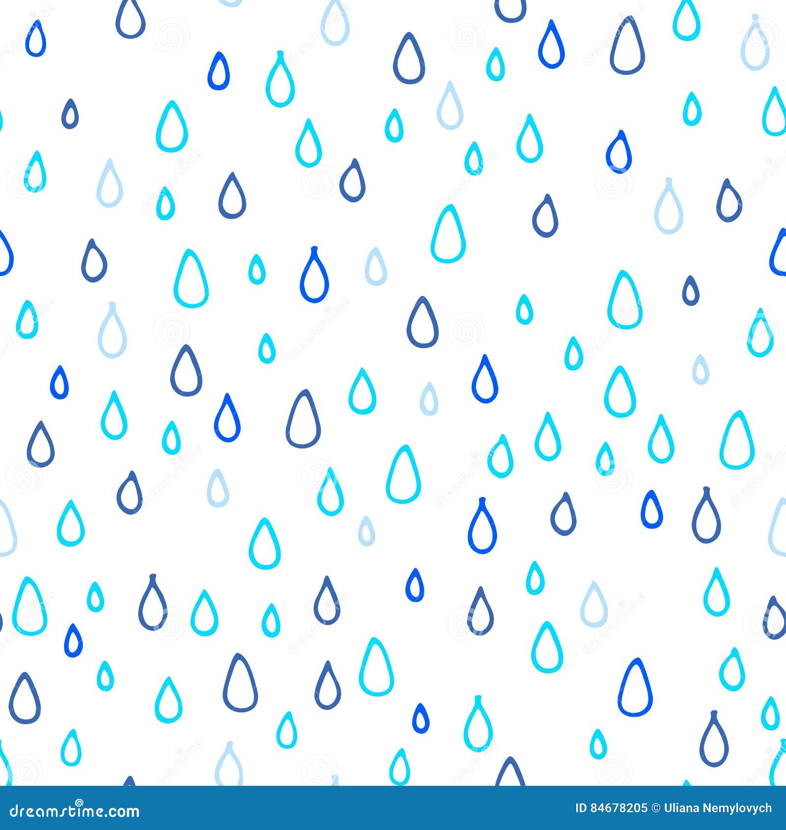 Vector Seamless Artistic Pattern of Raindrops. Colored Different Shades ...
