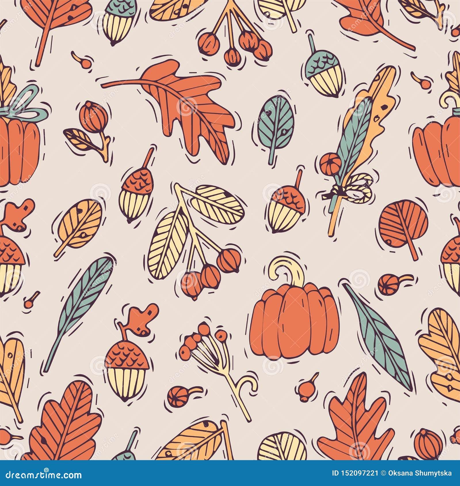 Vector Seamless Autumn Design Patte. Pattern or Background for Wrapping ...