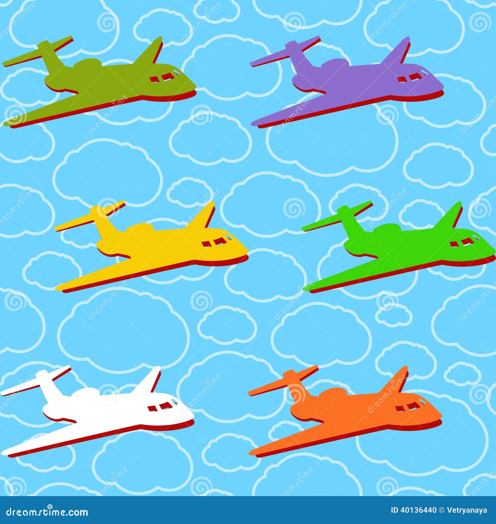 Vector Seamless Background with Airplanes Stock Illustration ...