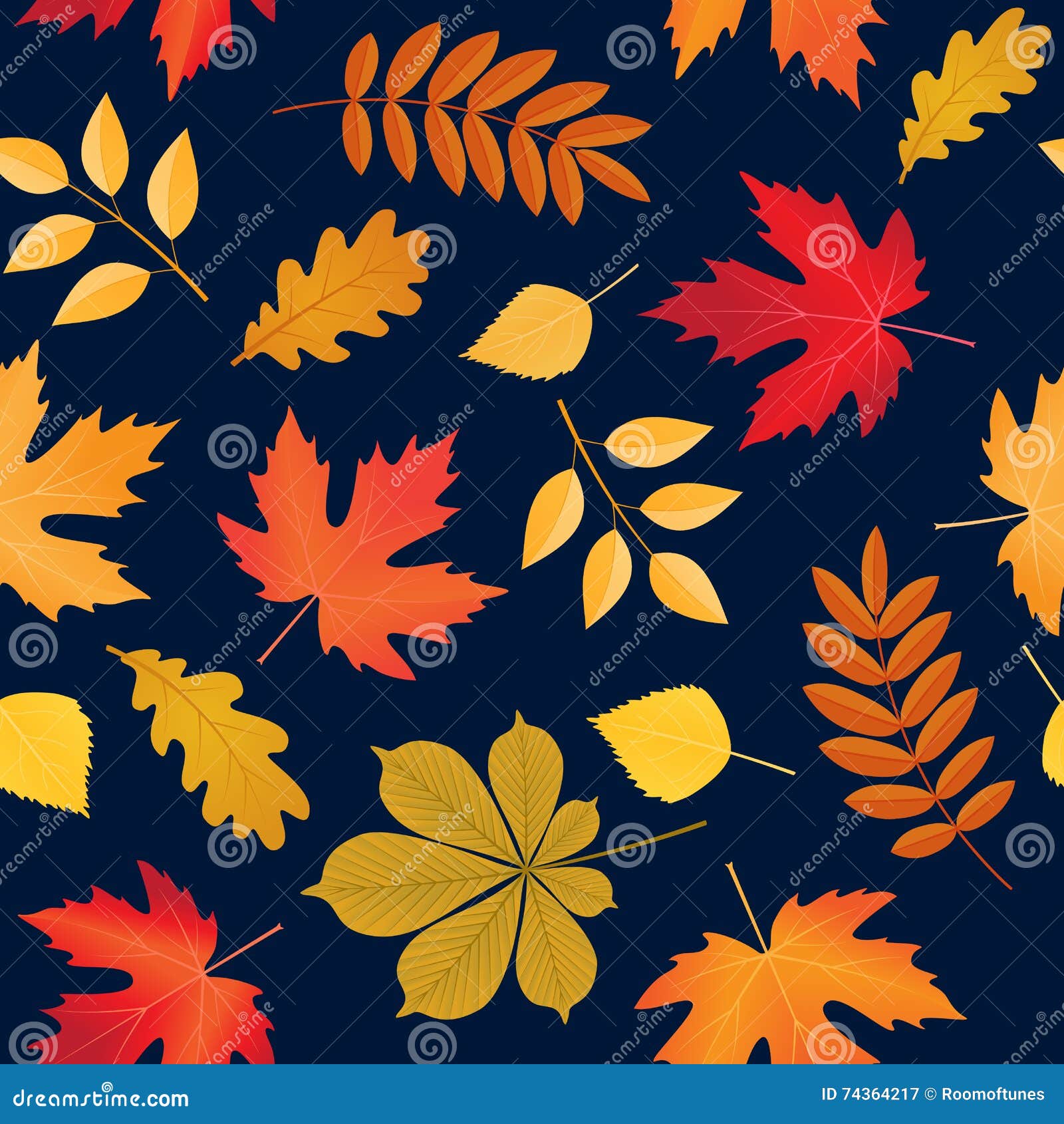 Vector Seamless Background with Autumn Colored Leaves Stock Vector ...