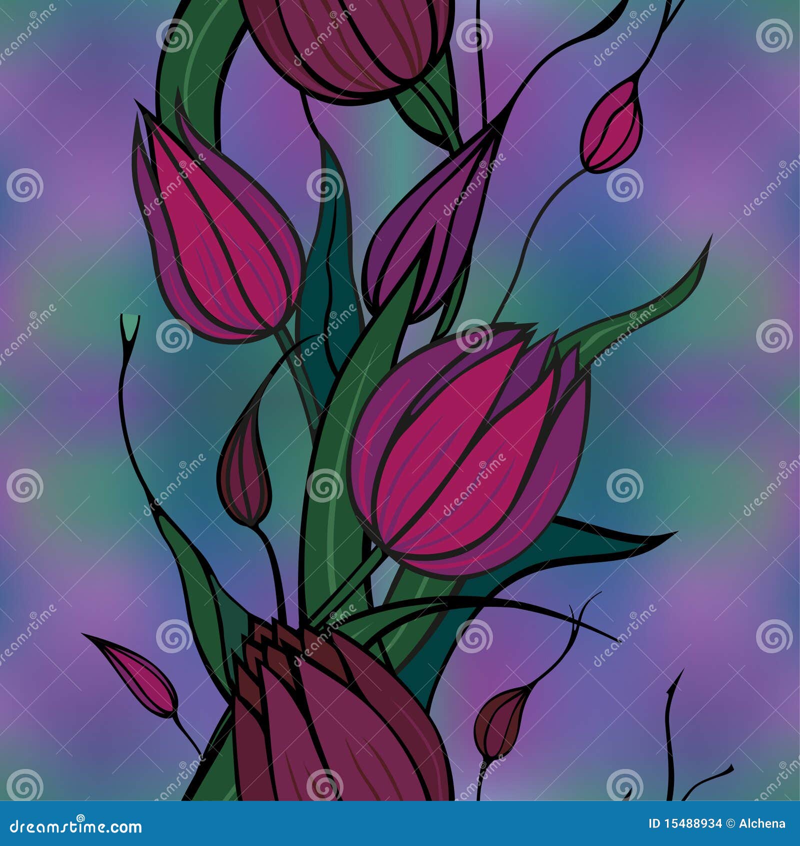 Vector Seamless Background with Claret Flowers Stock Vector ...