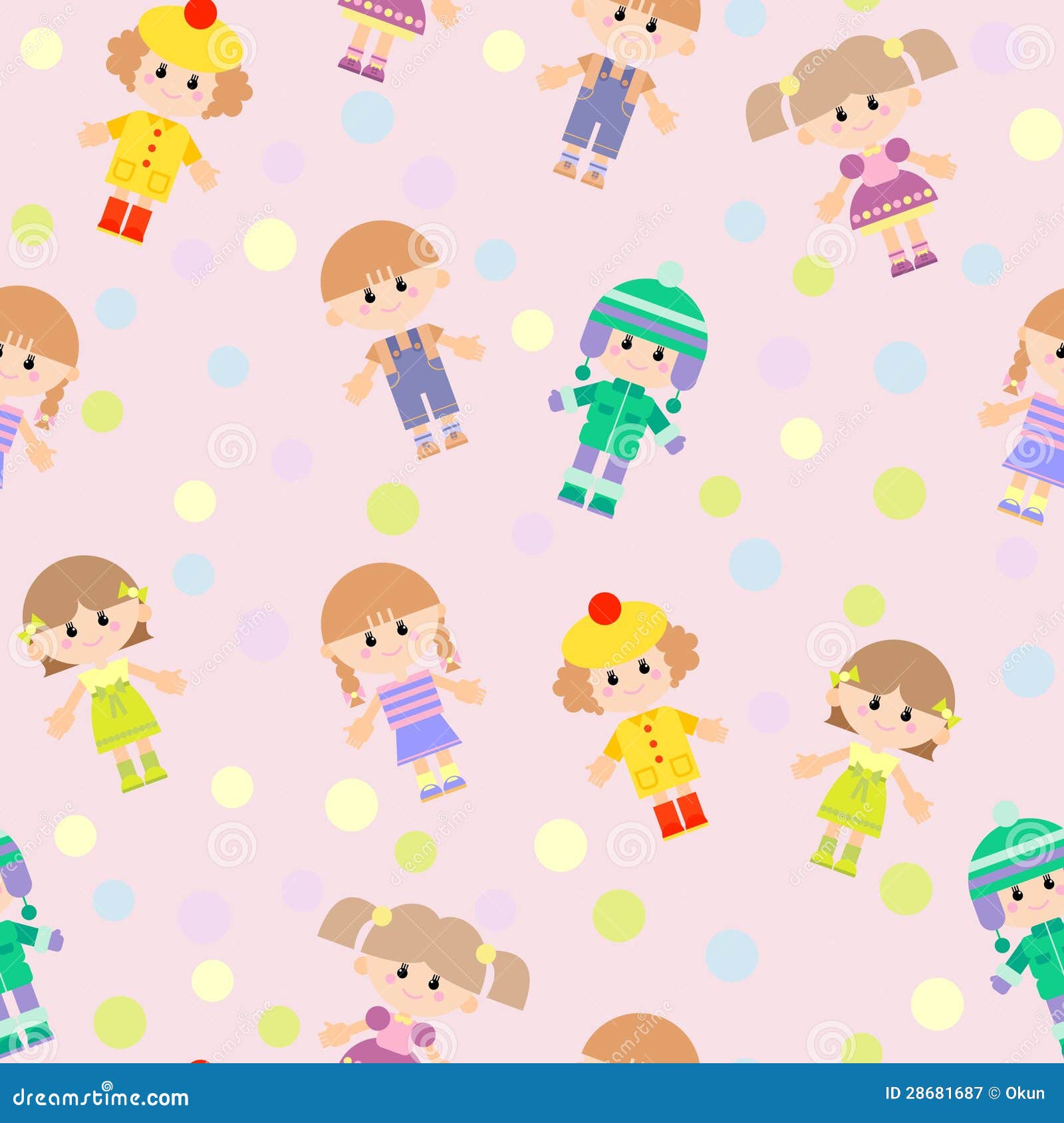 Vector Seamless Background with Kids Stock Vector - Illustration of ...
