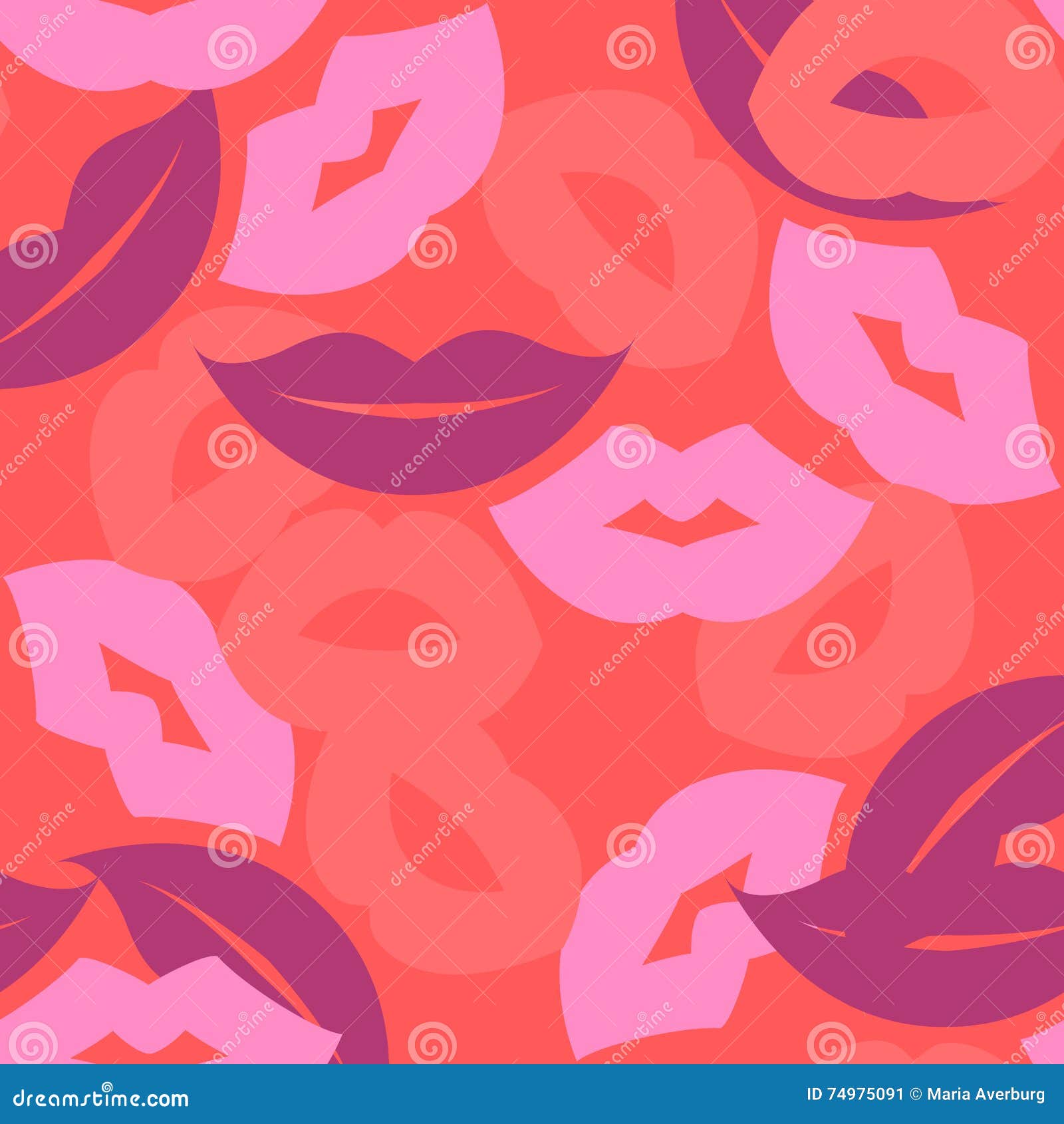Vector Seamless Background. Lips Prints Stock Vector - Illustration of ...