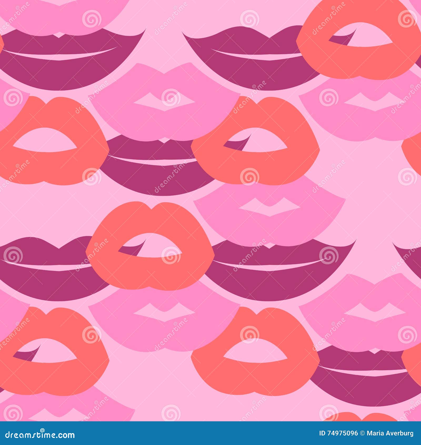 Vector Seamless Background. Lips Prints Stock Vector - Illustration of ...