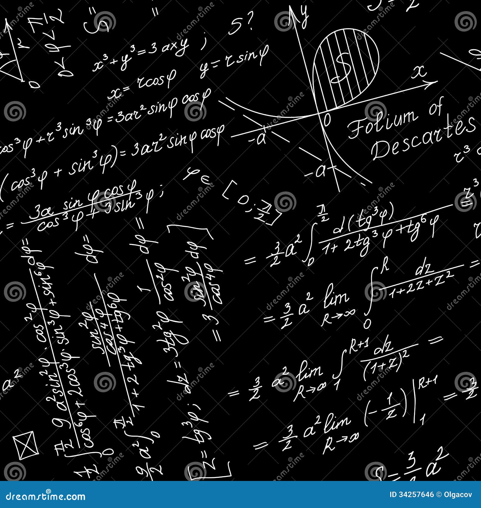 Vector Seamless Background with Mathematical Symbo Stock Vector ...