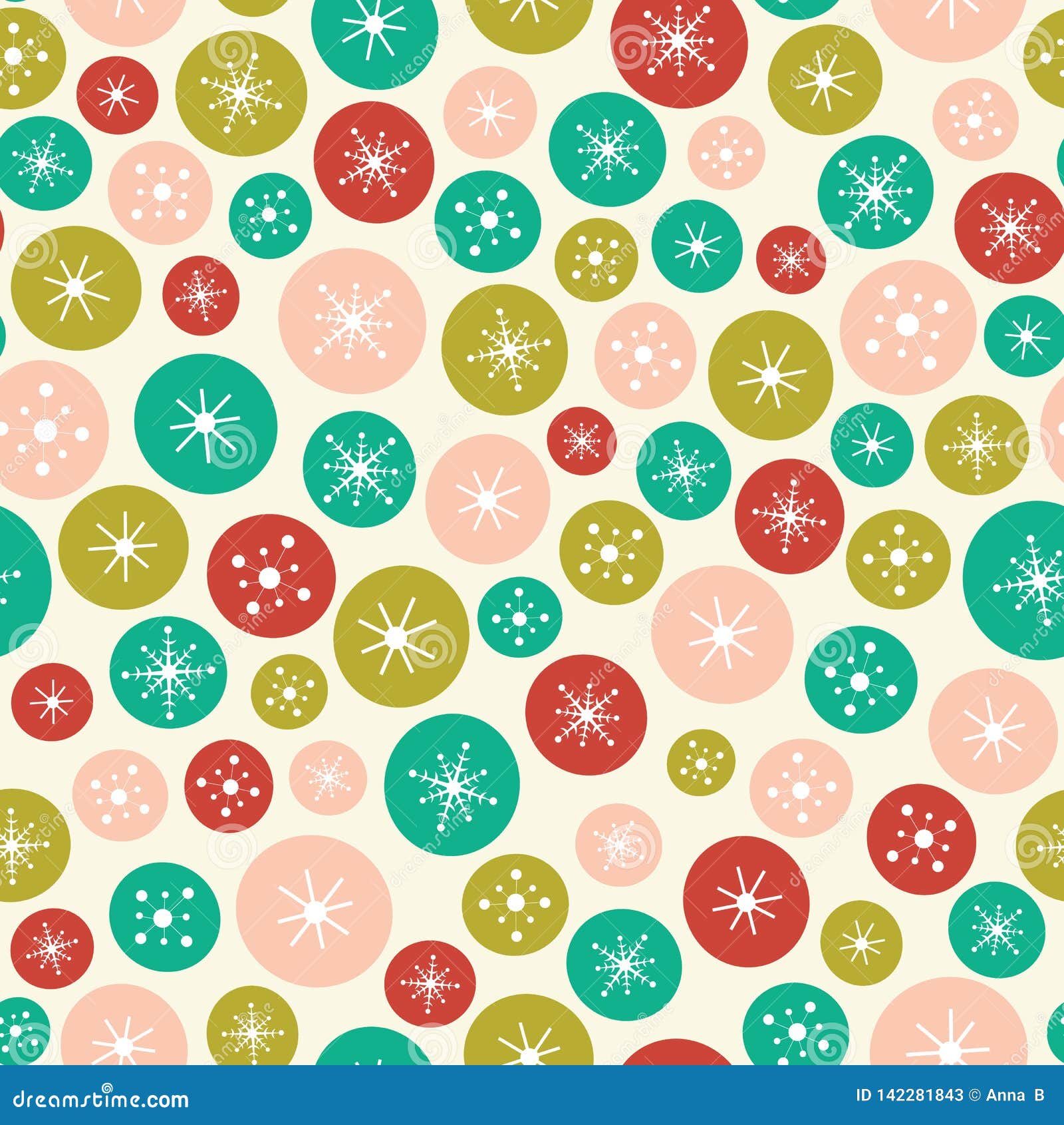 Vector Seamless Background Pattern of Bright Christmas Circles and ...