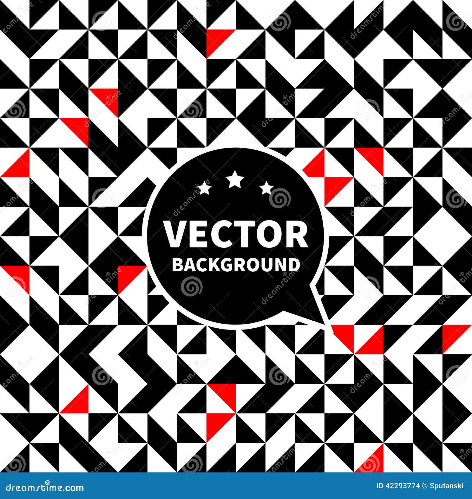 Vector Seamless Background Pattern, White Black Red Triangle. Stock ...