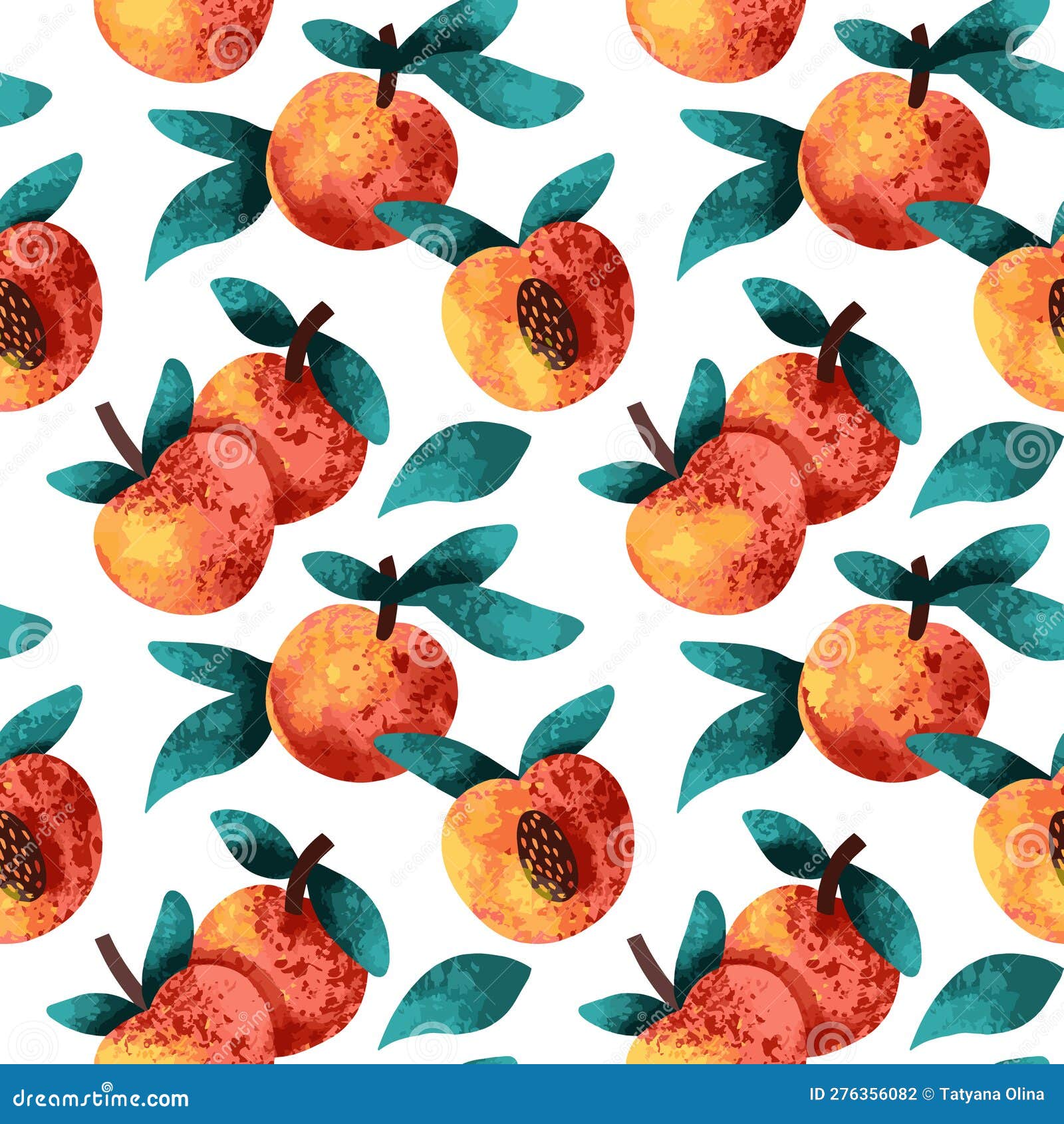 Vector Seamless Background with Peaches Stock Vector - Illustration of ...