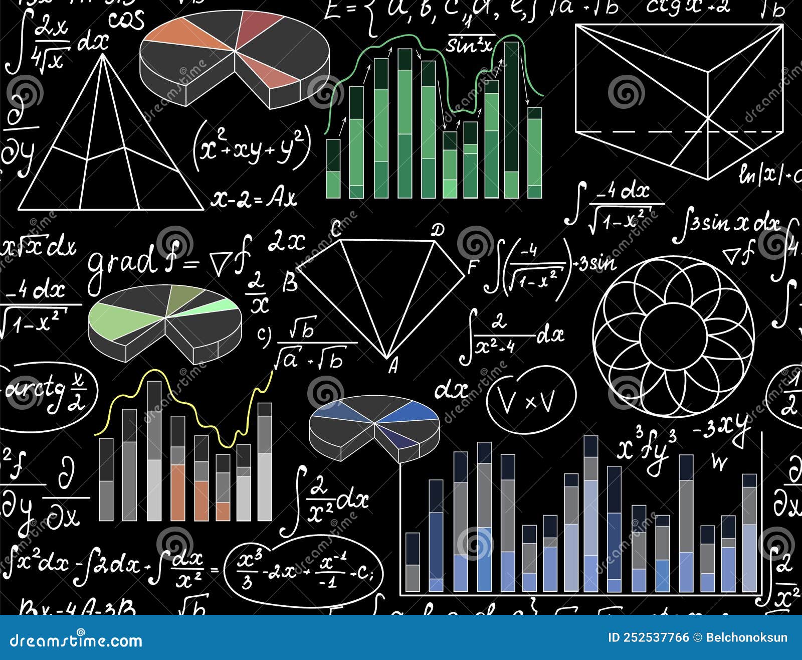 Vector Seamless Background with Round Diagrams, Multicolored Flow ...