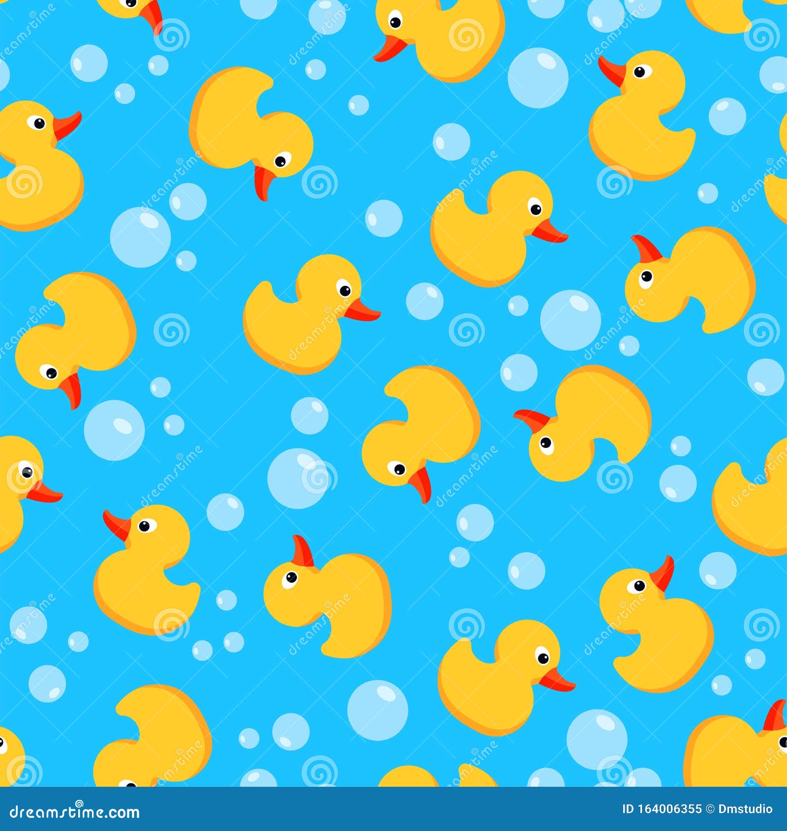 Vector Seamless Background With Yellow Rubber Duck Toy Stock Vector